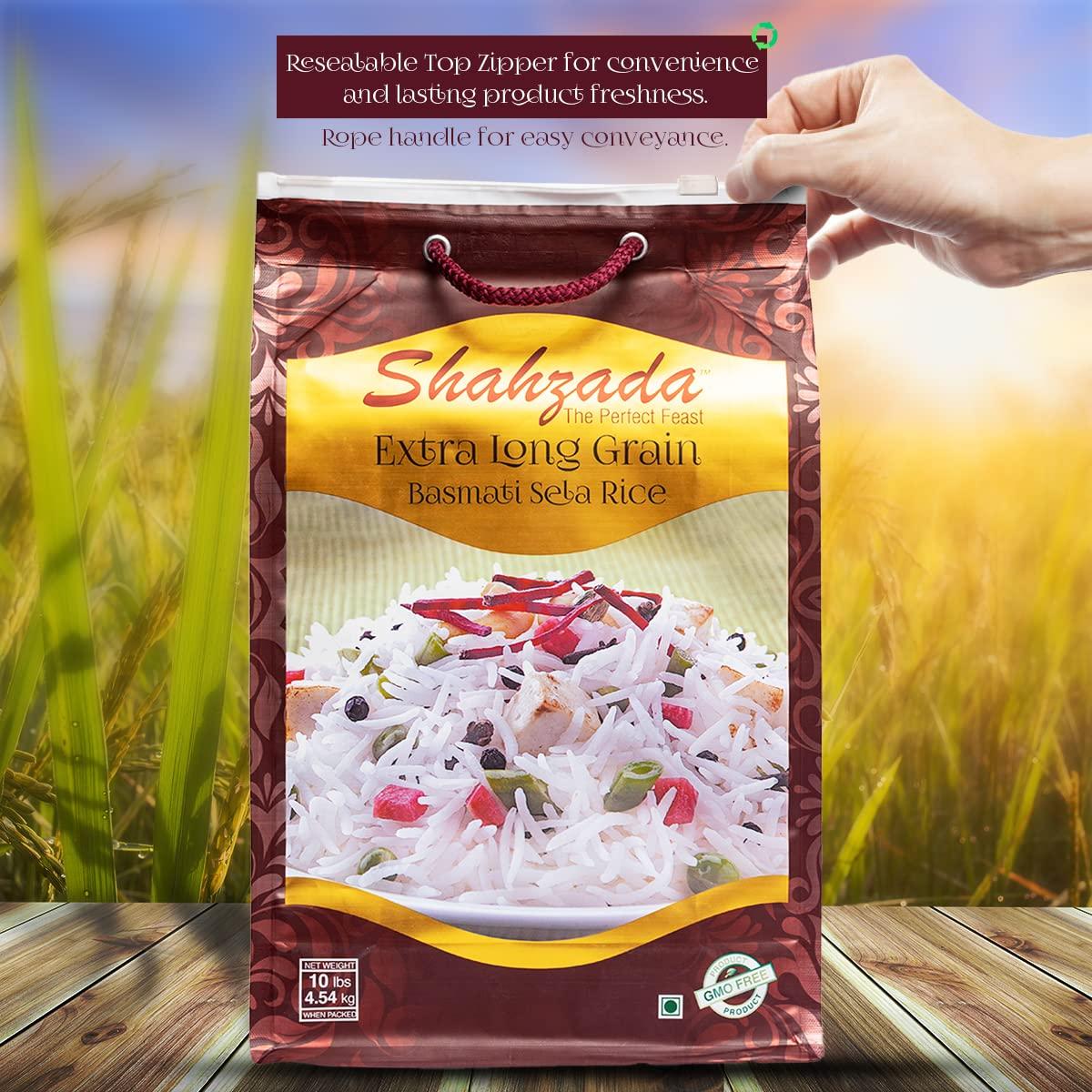 Shahzada Basmati Sela Rice (10 Lbs.) - Extra Long Grain | Sturdy & Non ...