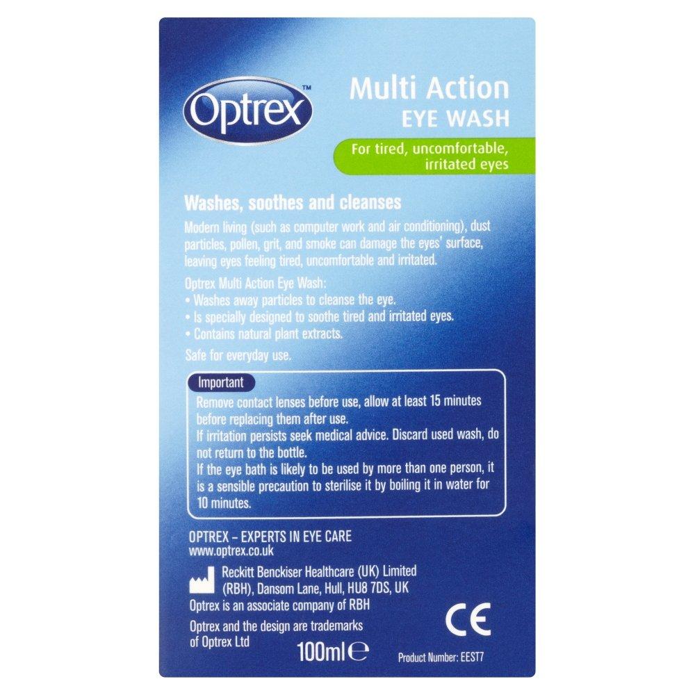 Optrex Multi-action Eye Wash 100ml - Soothes, Cleanses, and Refreshes ...