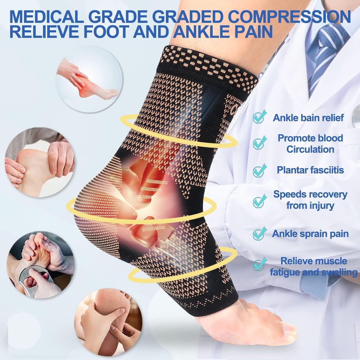 Copper Infused Compression Ankle Brace - Foot Pain Relief & Plantar ...