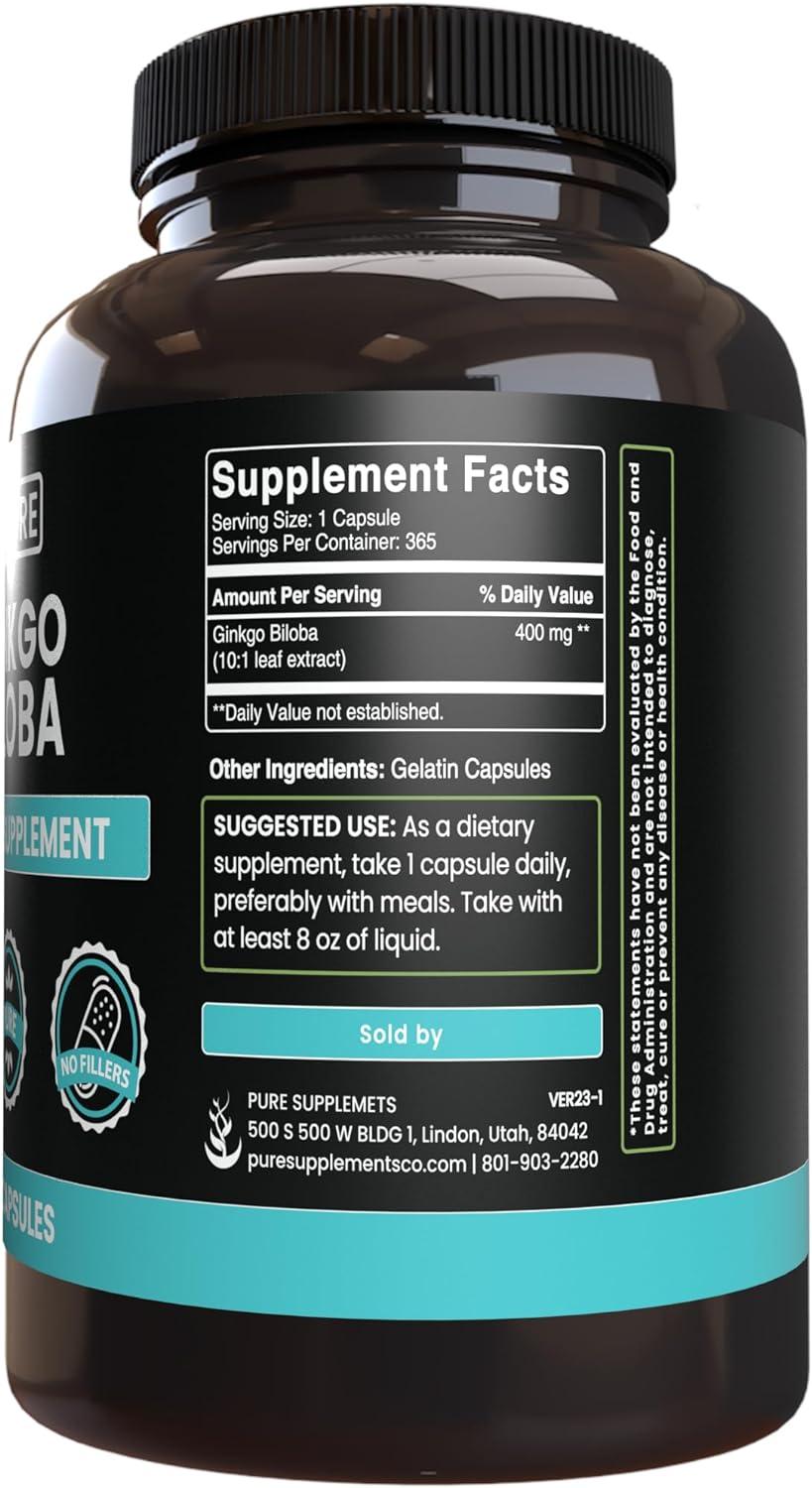 PURE ORIGINAL INGREDIENTS Ginkgo Biloba (365 Capsules) No Magnesium Or ...