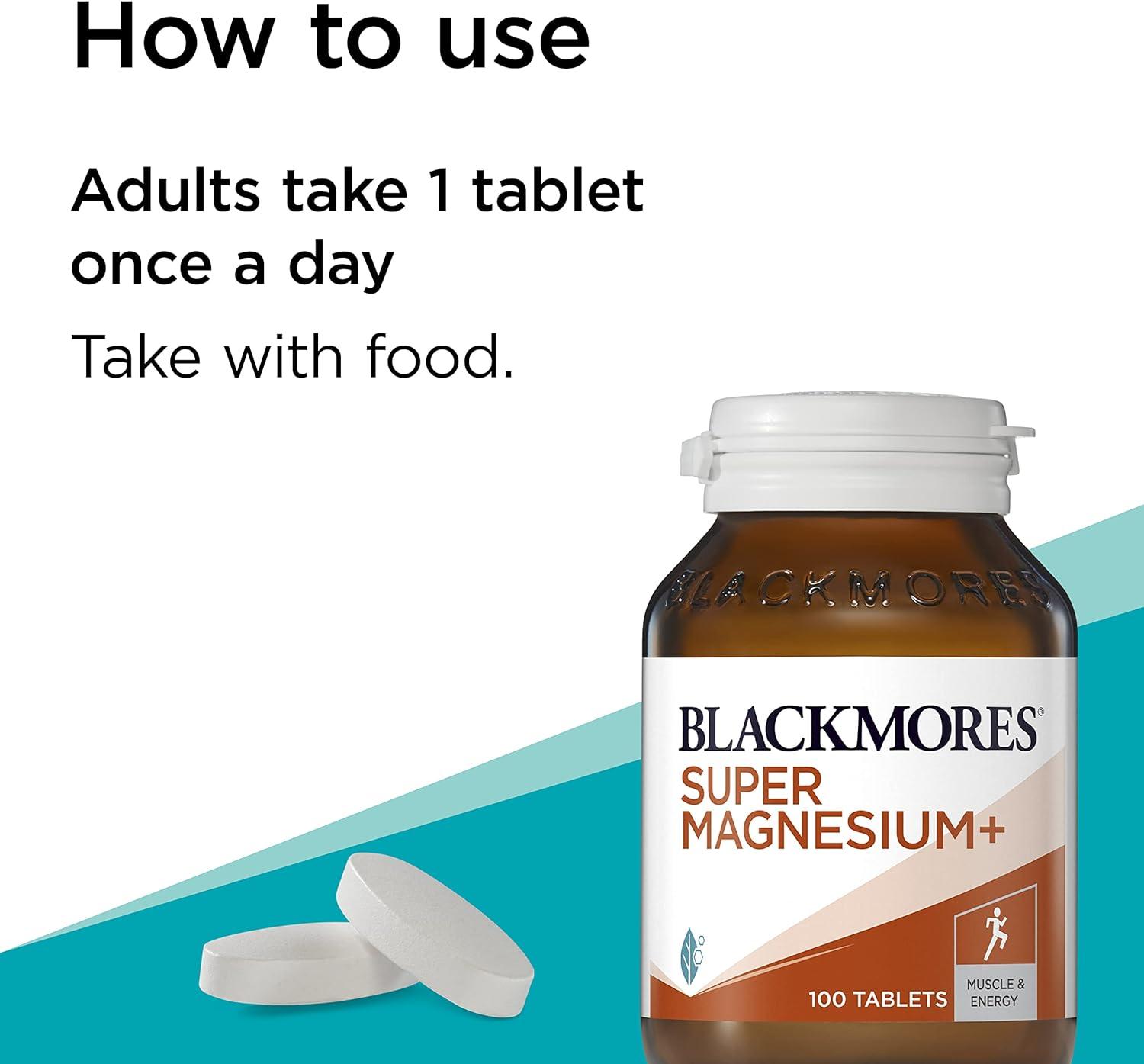 Blackmores Super Magnesium Plus 100 Tablets - Essential Mineral ...