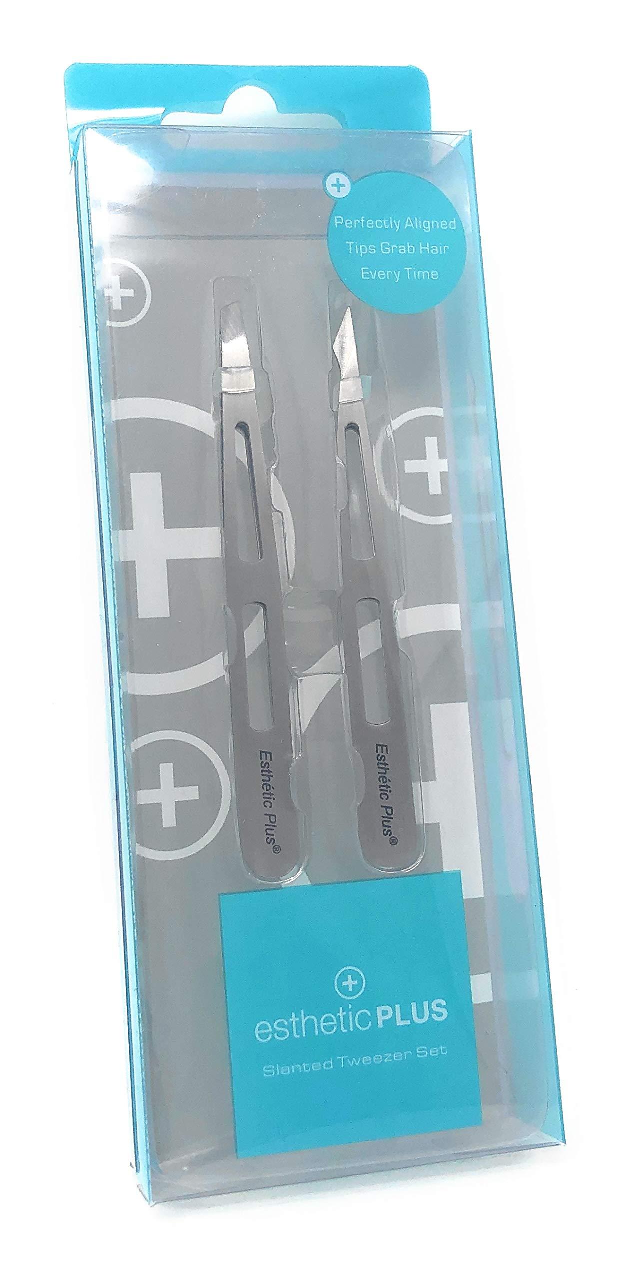 Esthetic Plus Slanted & Pointed Silver Tweezer Set - Precision Beauty ...