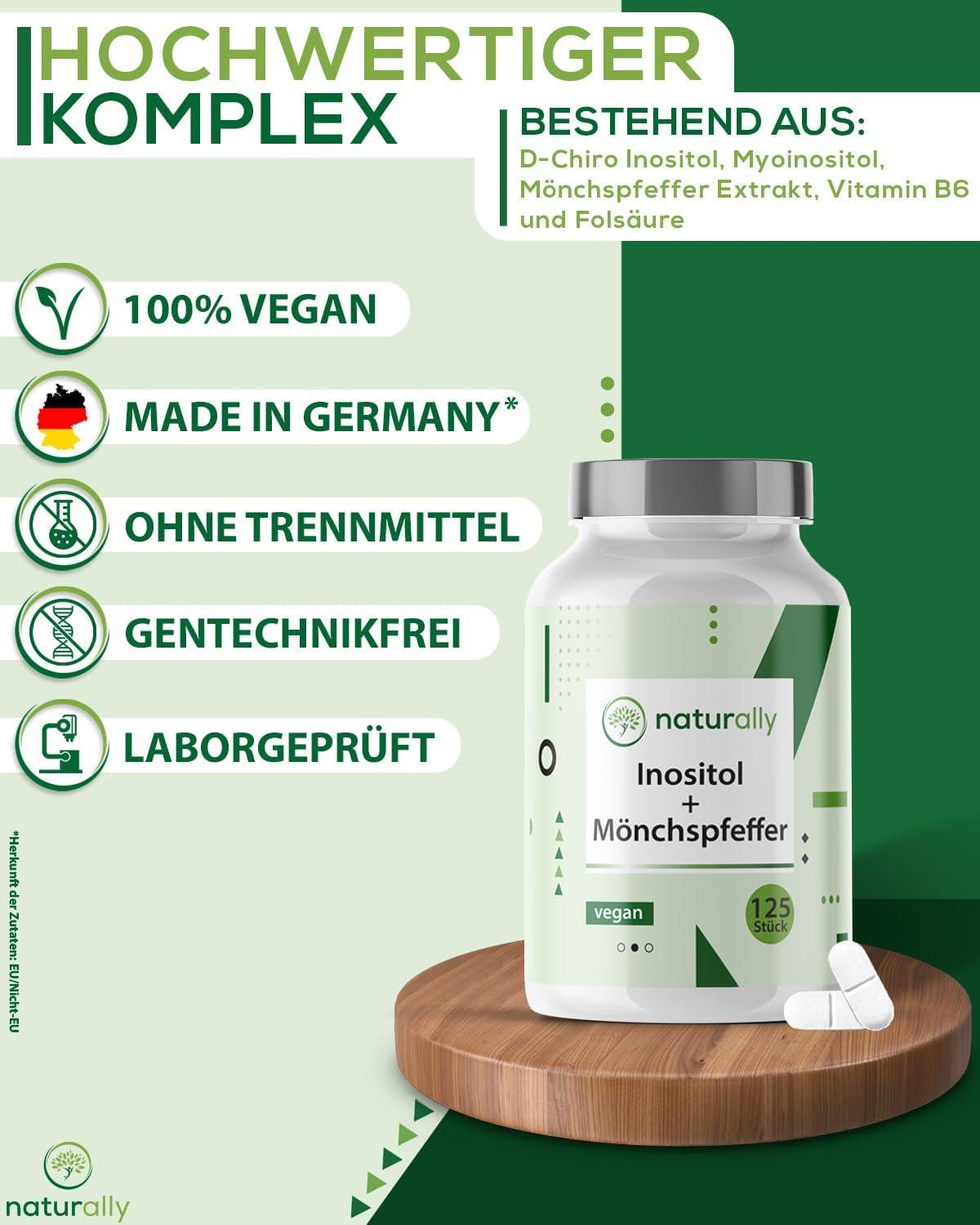 Naturally Inositol + Monk Pepper | 125 Vegan Capsules for PCOS | Myo ...