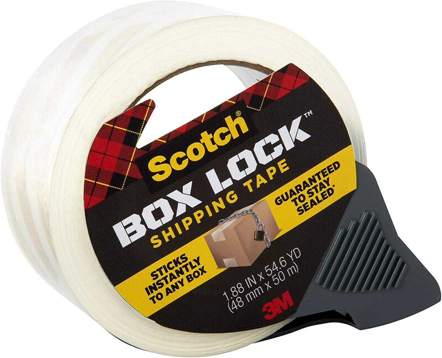 Scotch Box Lock Packaging Tape 2 Rolls with 1 Refillable Dispenser 1.88 ...
