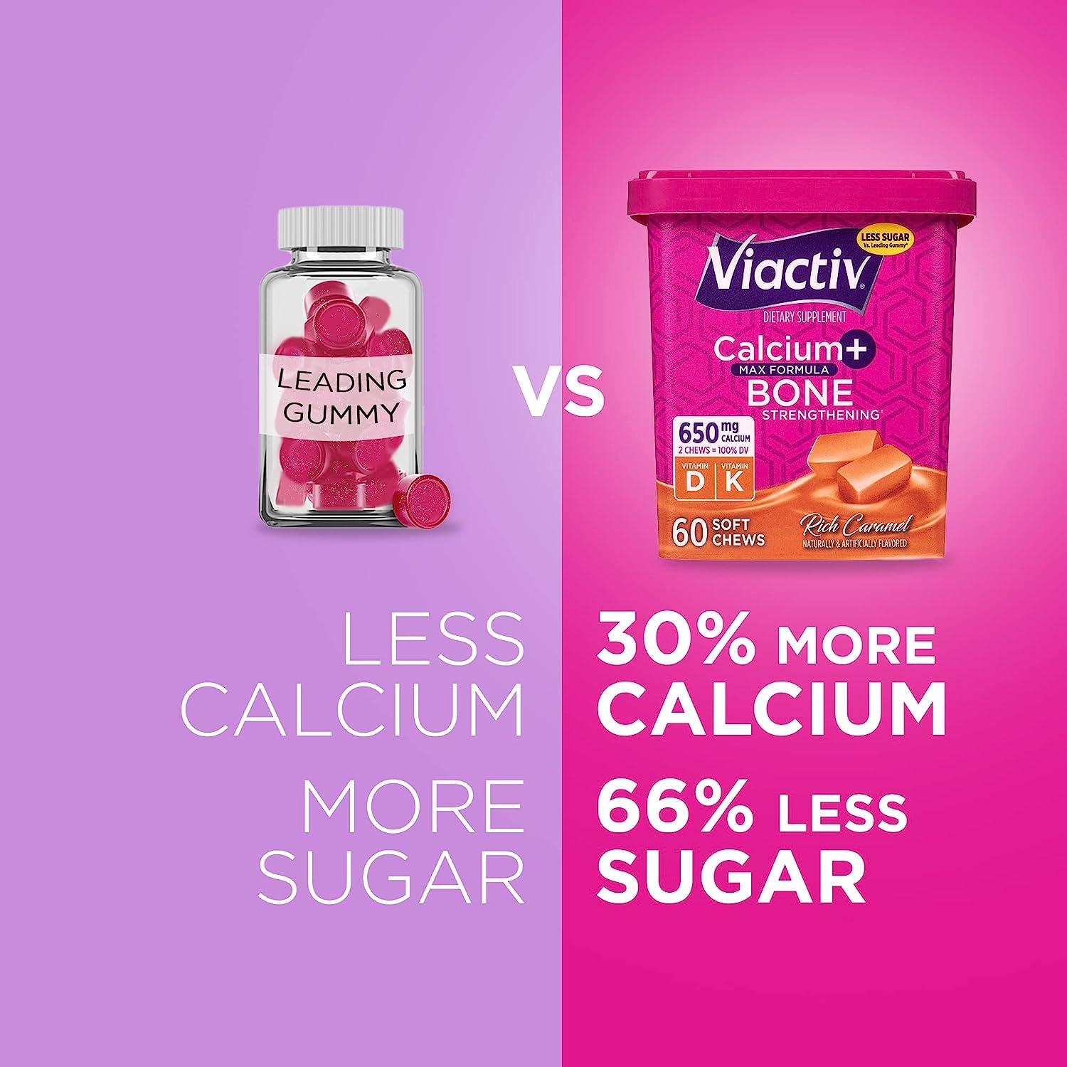 Viactiv Calcium +Vitamin D3 Supplement Soft Chews Caramel 60 Chews ...