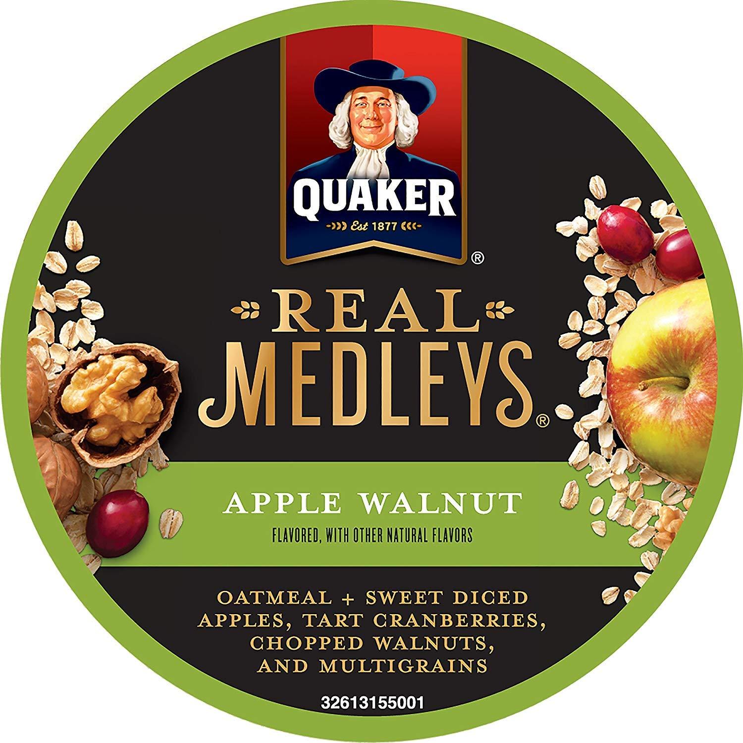 Quaker Real Medleys Apple Walnut Oatmeal Cups - 12 Convenient Servings ...
