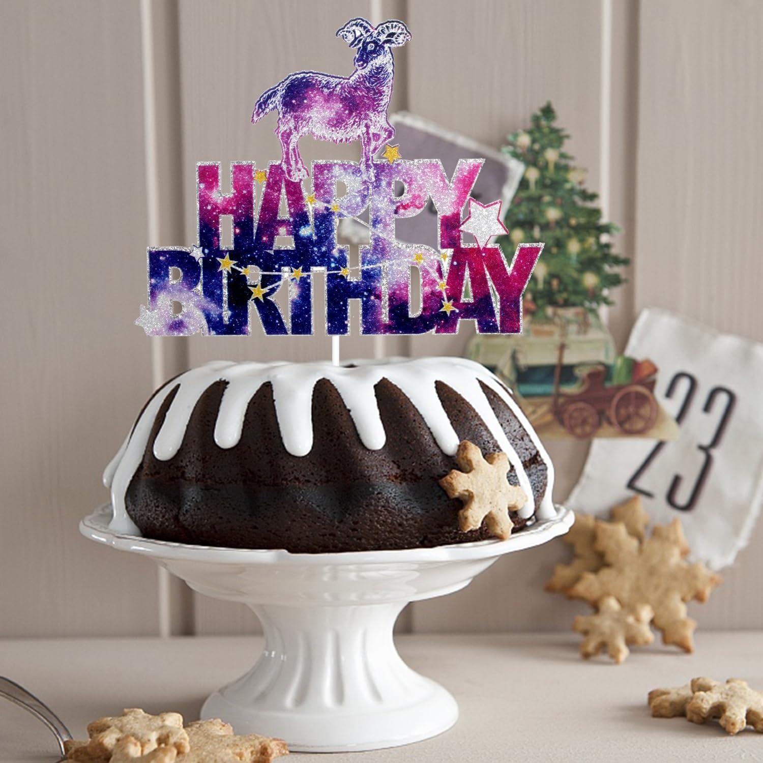 Constellation Aries Happy Birthday Cake Topper - Galaxy Star Aries ...