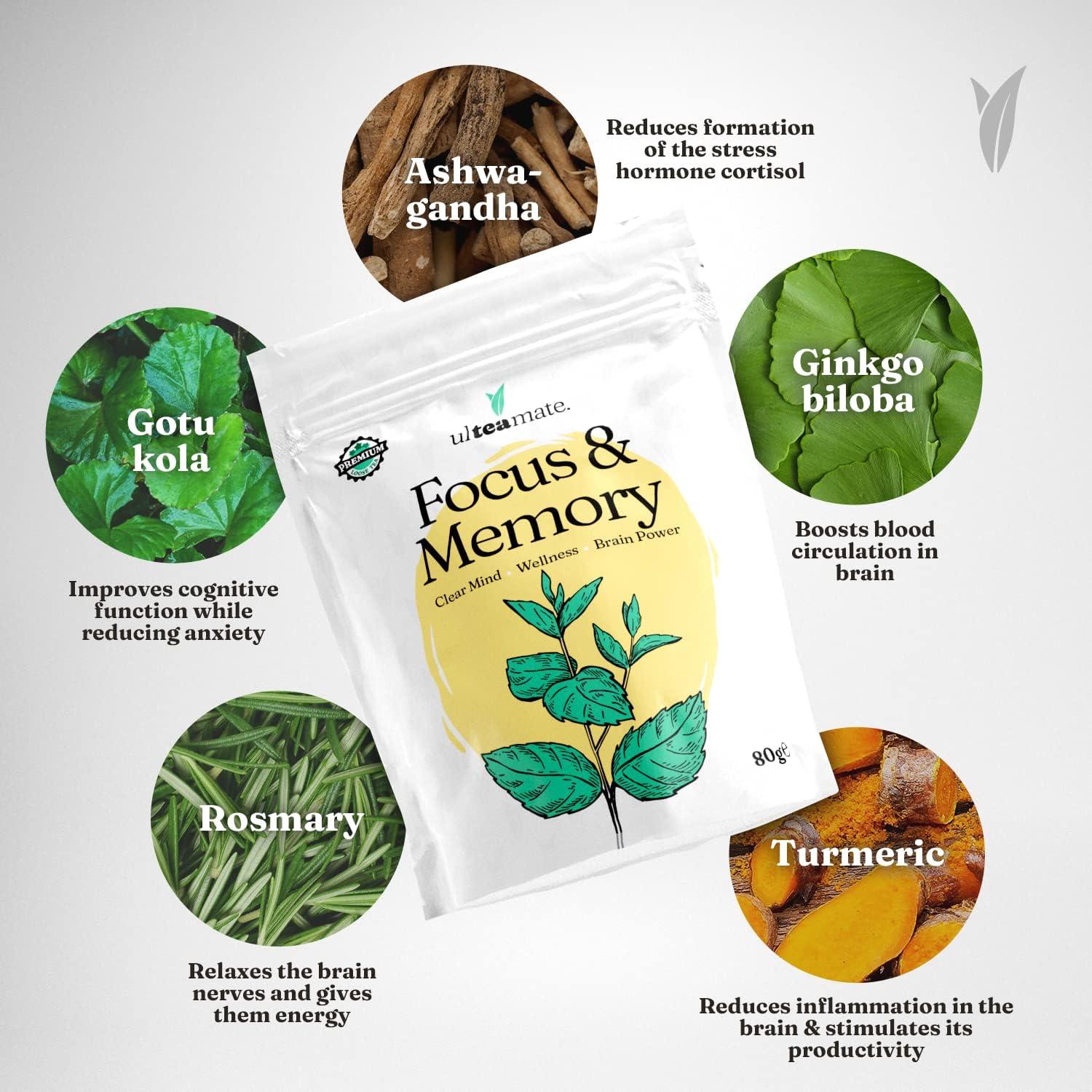 Ulteamate Focus & Memory Tea | Nootropic Brain Booster | Caffeine-Free ...