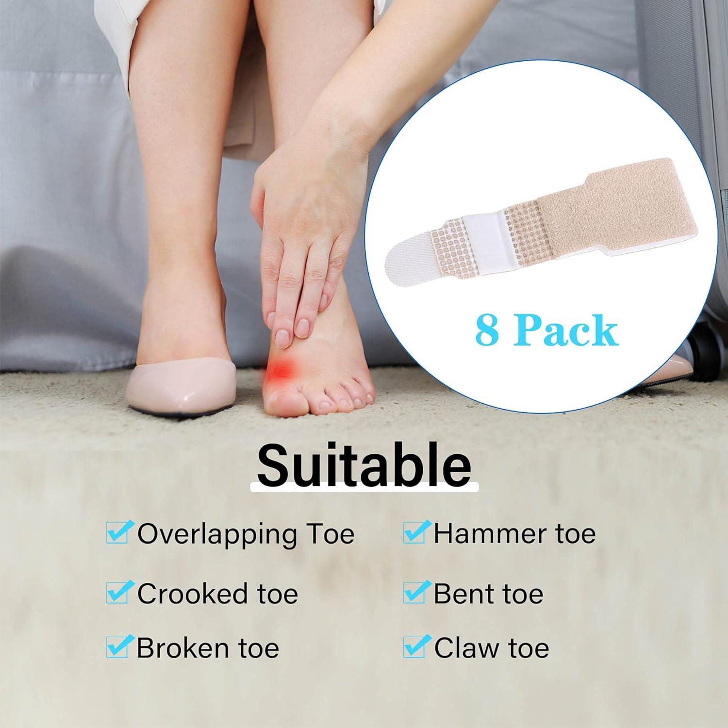 DYKOOK Broken Toe Wraps 8 Pcs Fabric Splint Cushioned Bandages for Toe ...