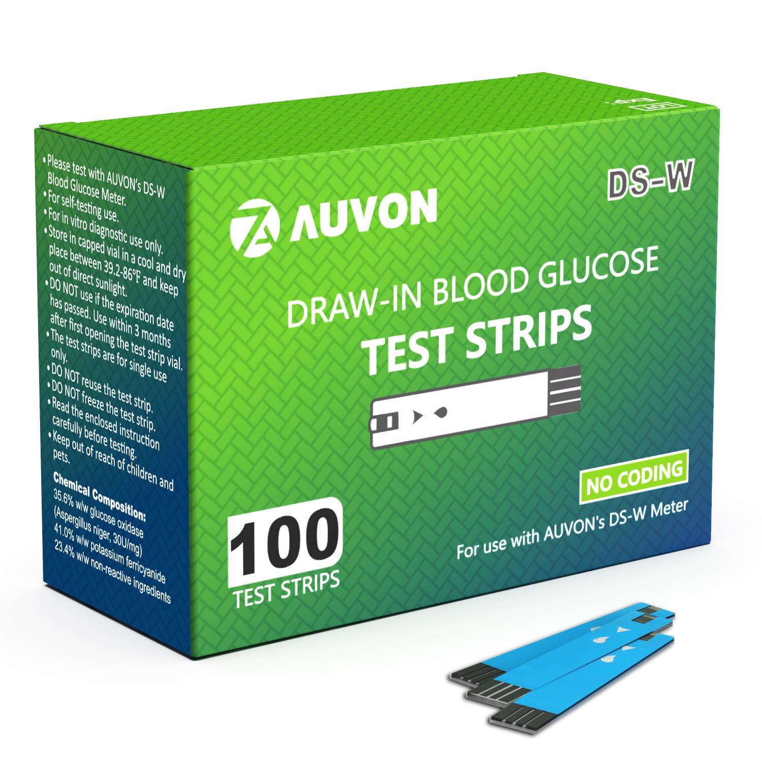 AUVON I-QARE DS-W Glucose Test Strips for AUVON DS-W Meter - 100 Count ...
