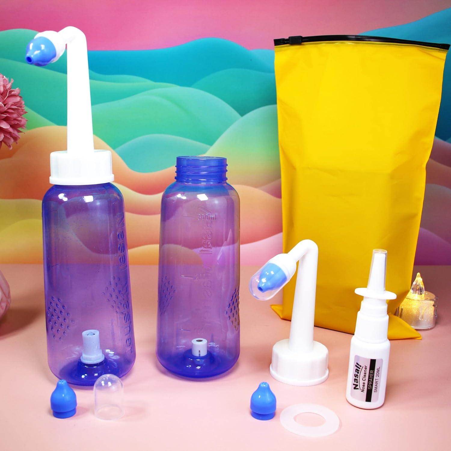 2PCS Neti Pot Sinus Rinse Kit - 300ml 10oz Nose Cleaner & Sinus ...