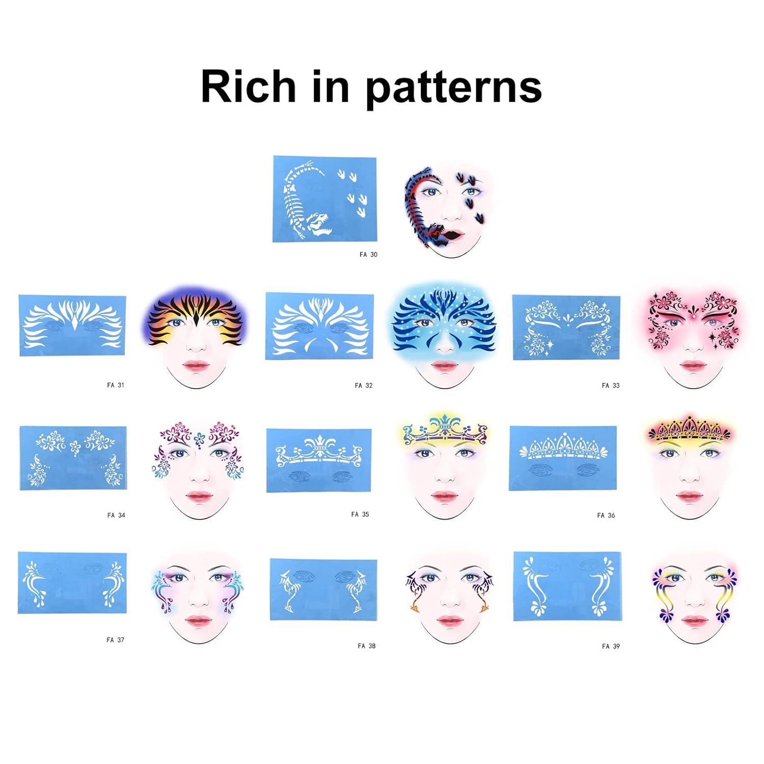 Reusable Face Painting Templates - 10 Safe Eco-Friendly Sheets for ...