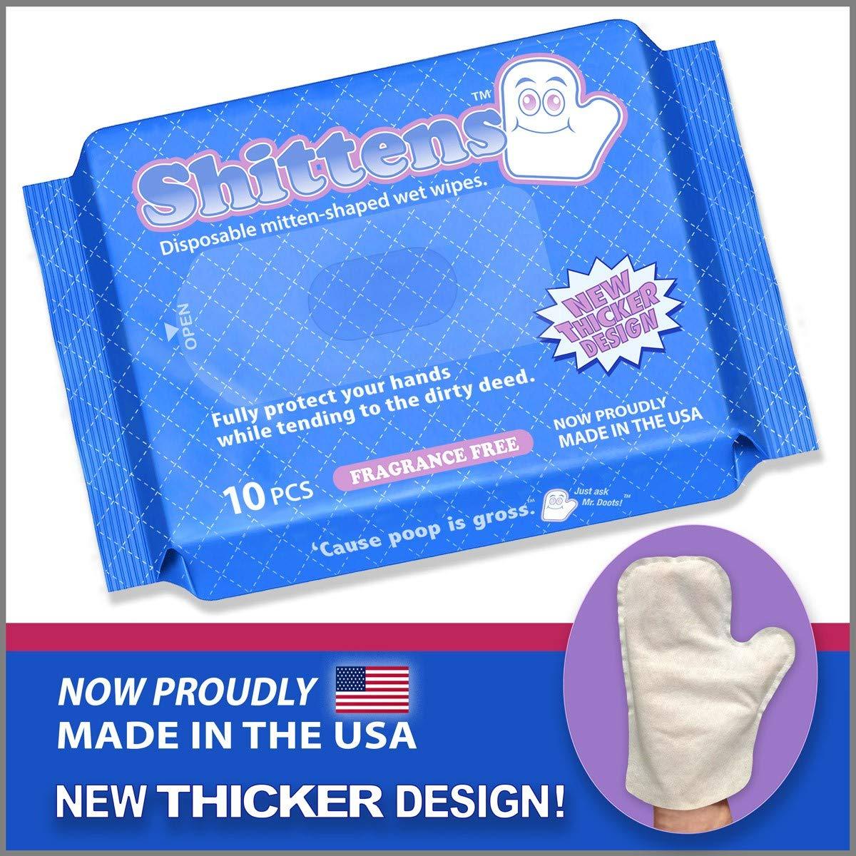 Shittens Disposable Mitten-Shaped Wet Wipes 10 Count - Pack of 1 ...