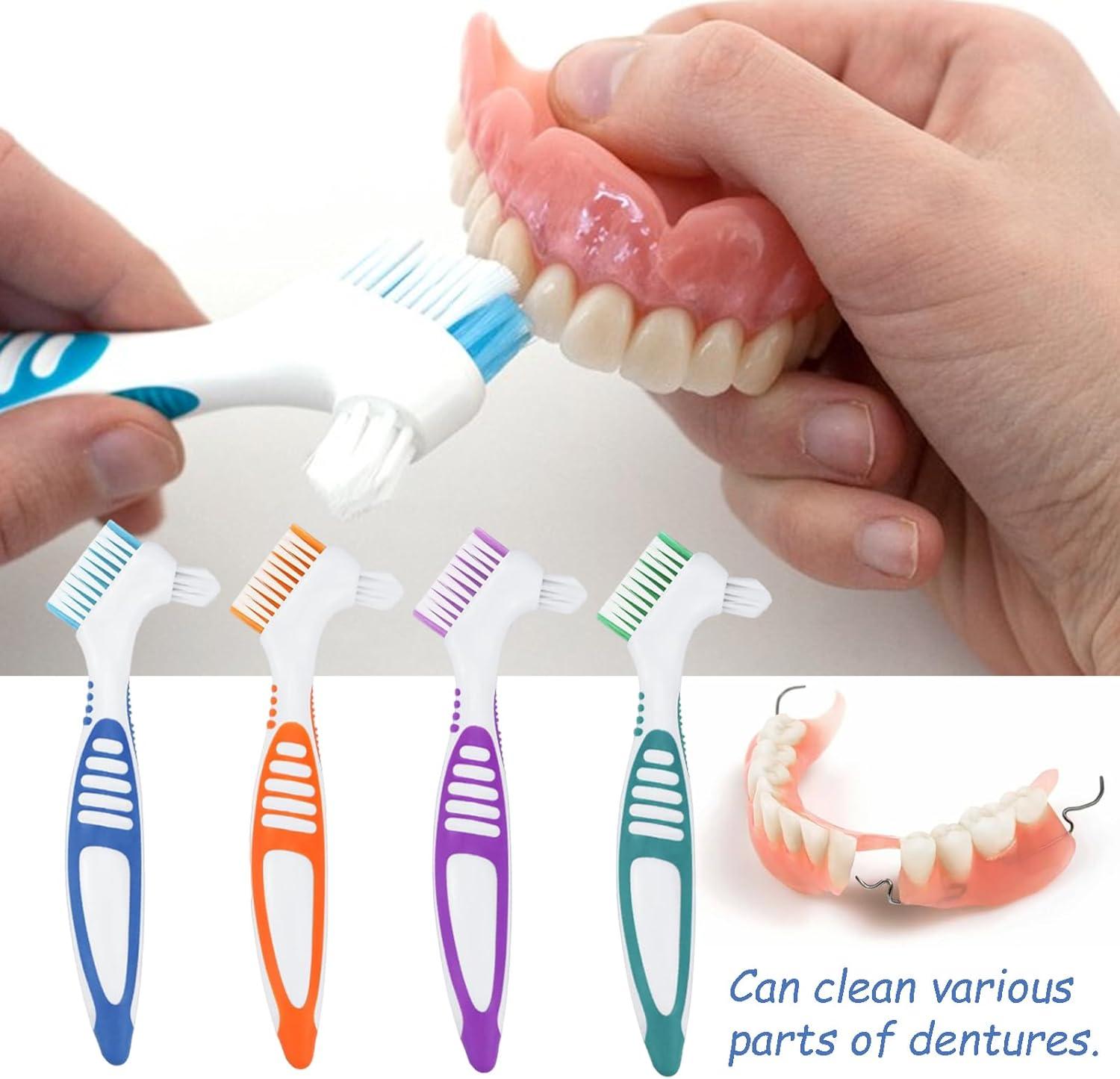 Prosthetic Toothbrush Set - 4 Multi-Layered Denture Brushes for False ...
