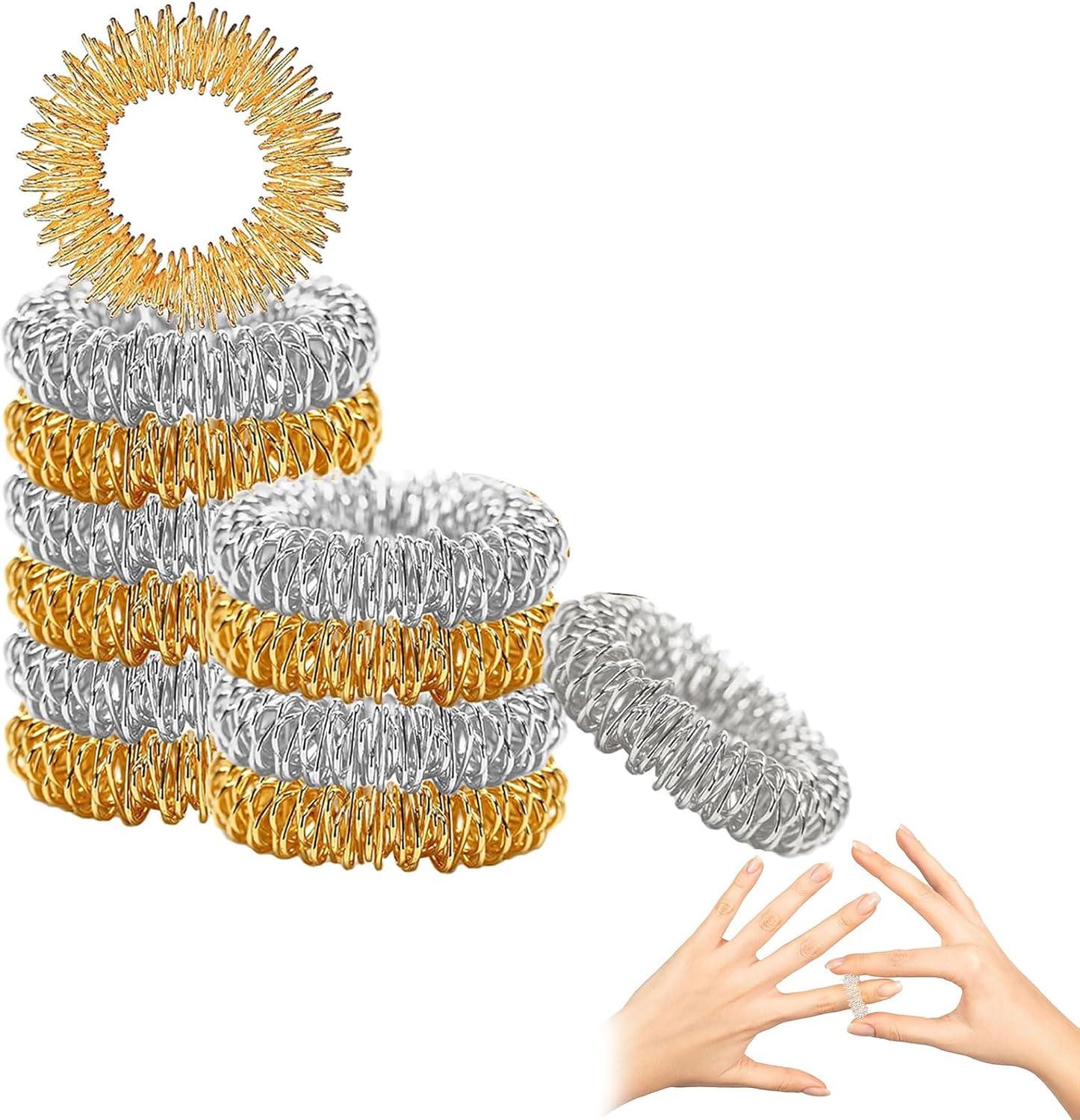 12-Piece Acupressure Massage Rings Set for Fingers & Wrists - Stress ...
