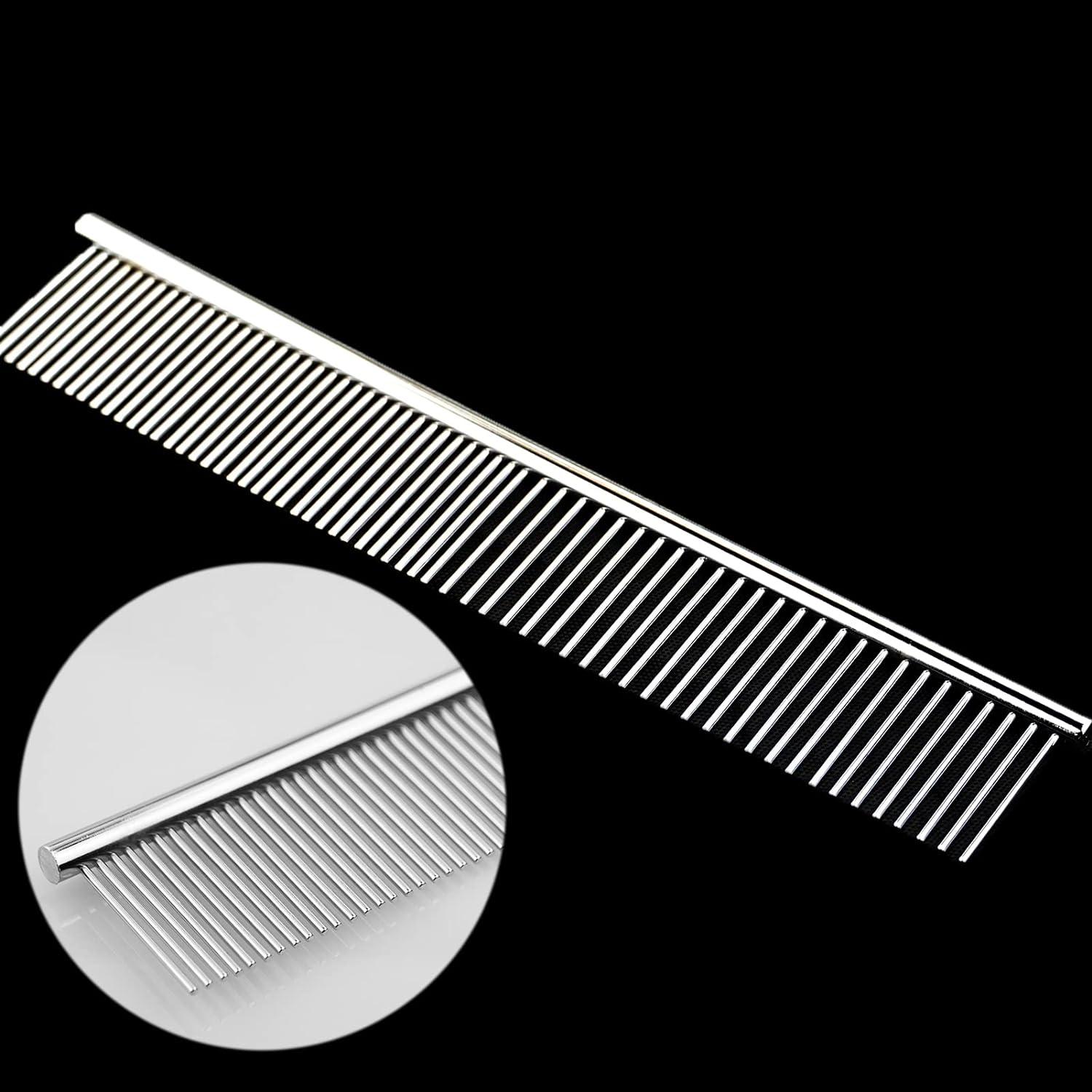 Stainless Steel Pet Grooming Comb 19 x 3.5 cm Rounded Teeth Dog Comb ...