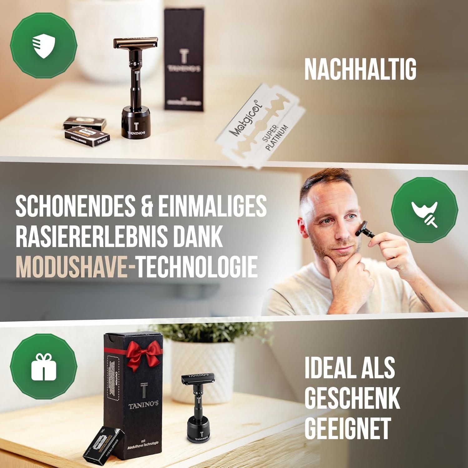 Taninos Razor Plane Men Set | Adjustable Safety Razor with 10 Blades ...