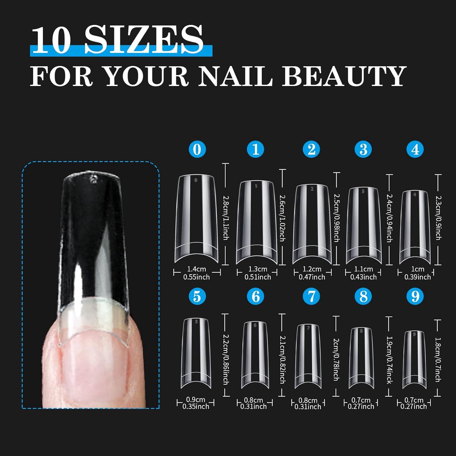 Venares 500 Pieces Transparent Nail Tips for Gel Nails Half Square ...