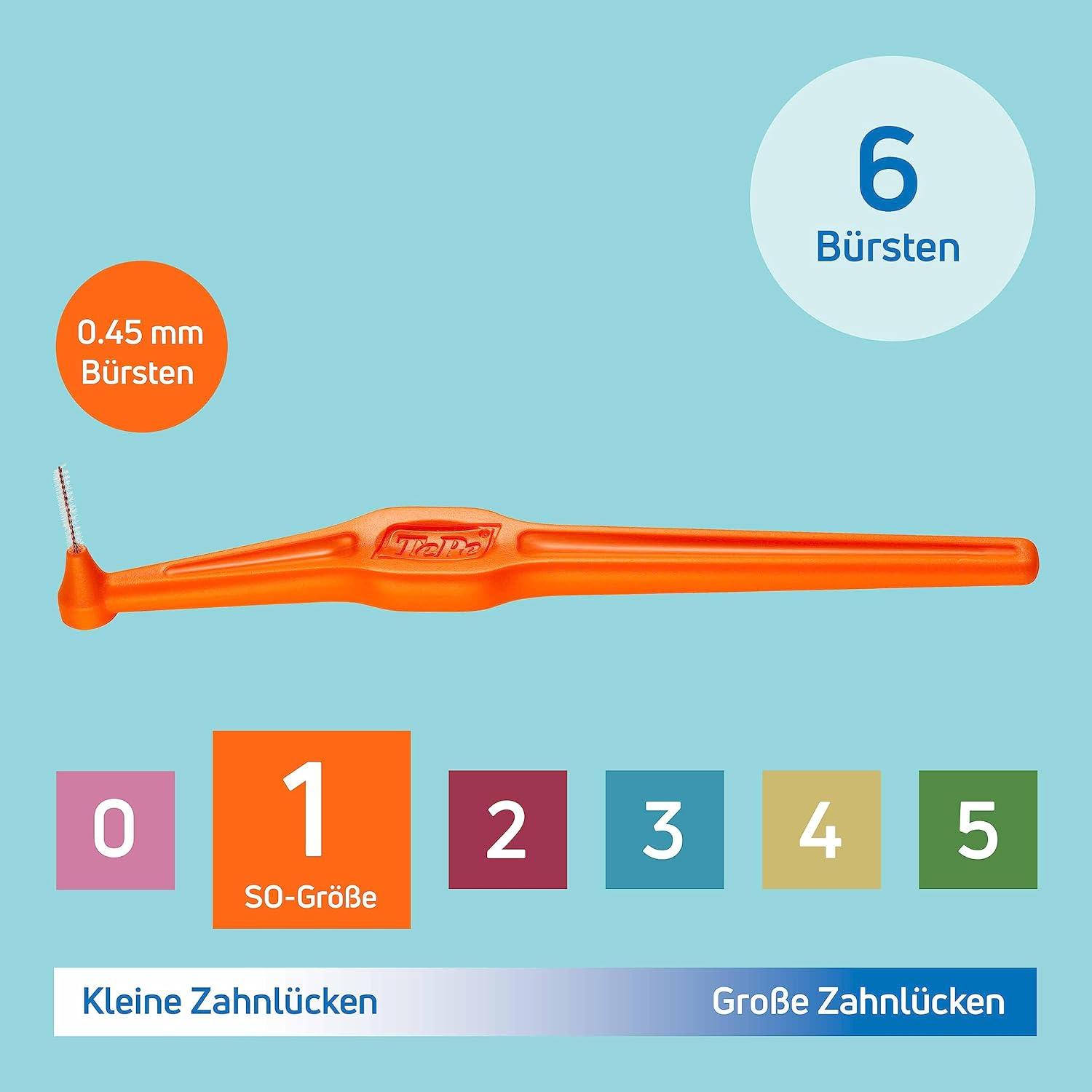 TePe Angle Interdental Brush Orange ISO Size 1 (0.45mm) - Effective ...