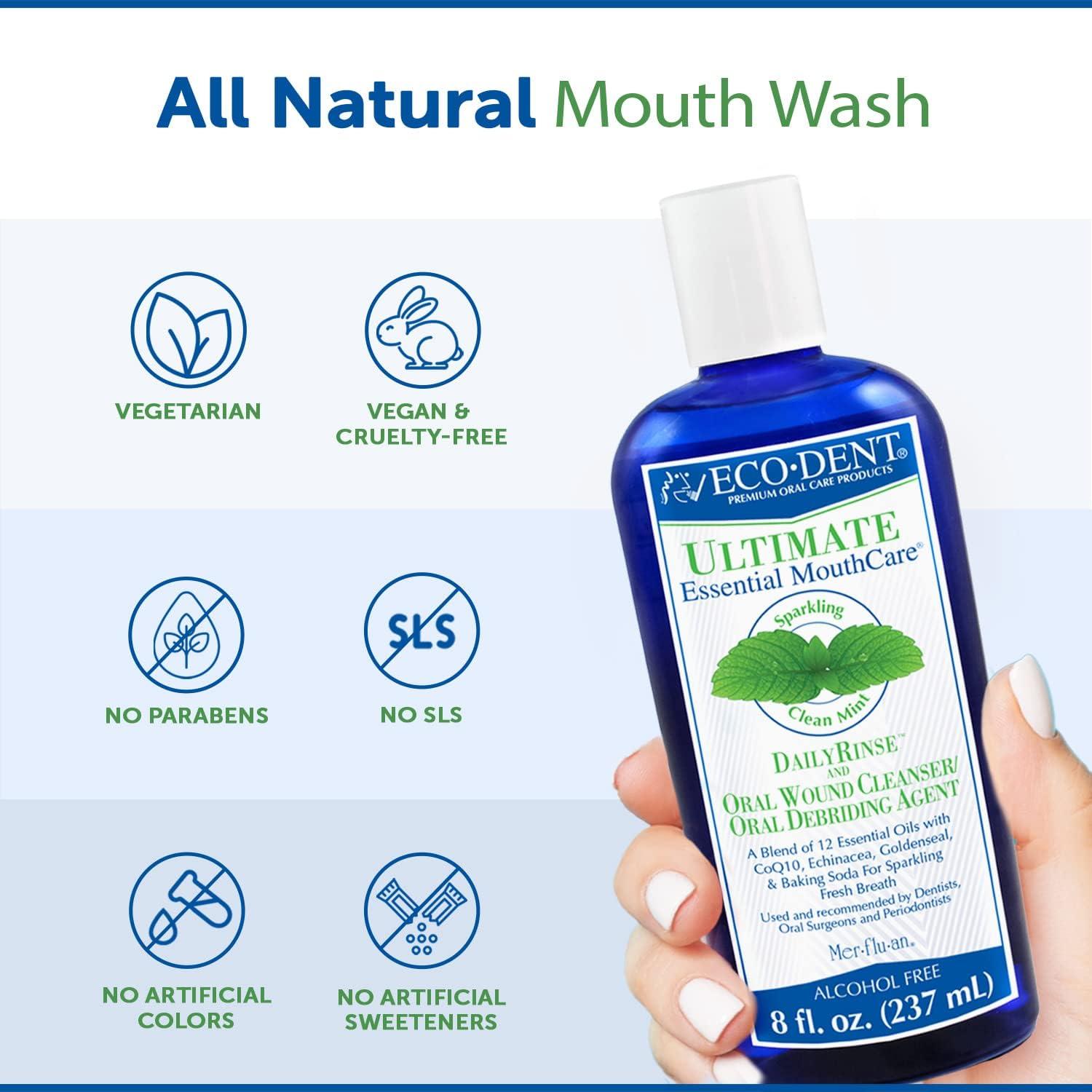 EcoDent Ultimate Sparkling Clean Mint Mouth Rinse with Essential Oils ...