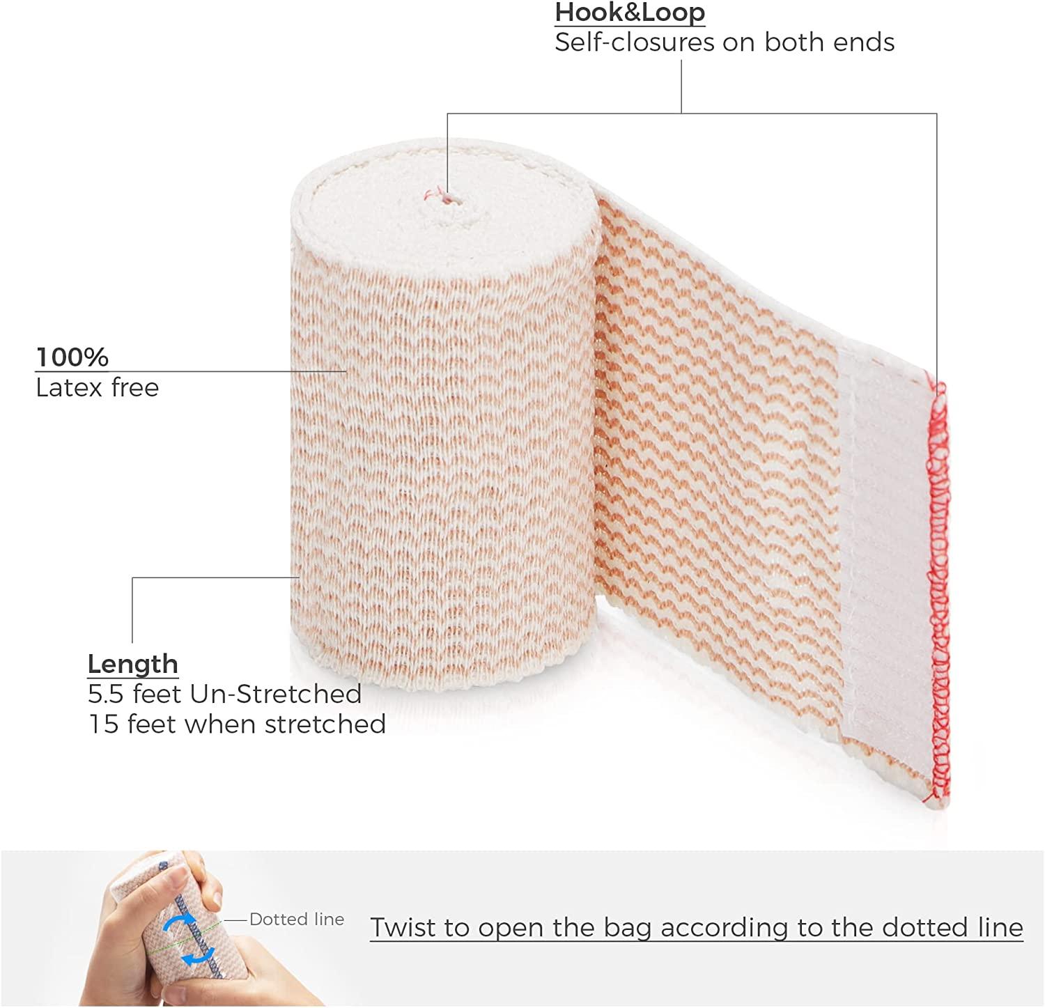 Ourmed Elastic Bandage Wrap with Self Closure & Extra Clips - Latex ...