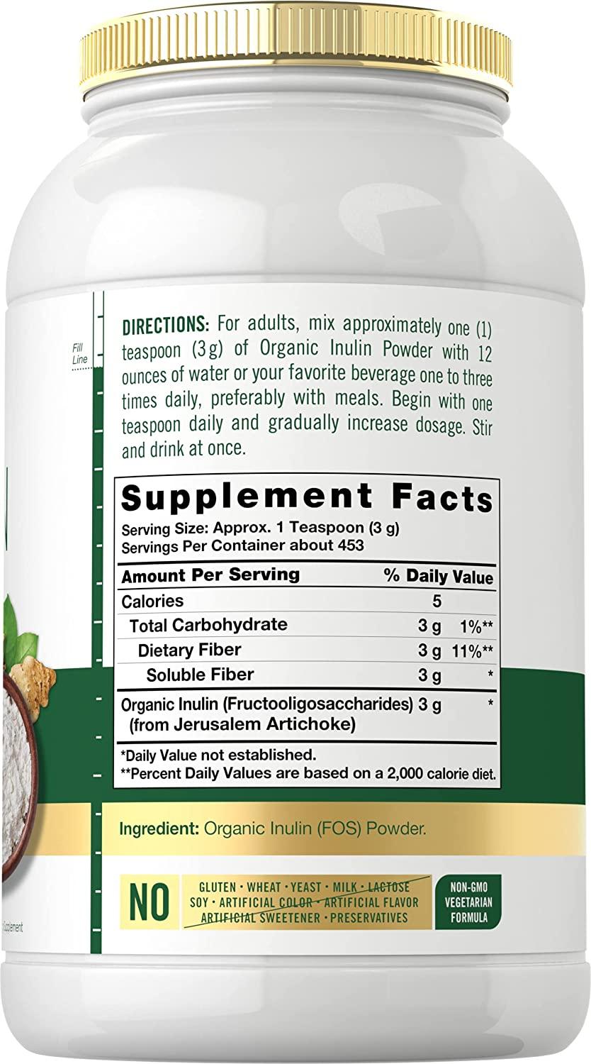 Organic Inulin Powder 48oz | Jerusalem Artichoke Fiber Supplement for ...
