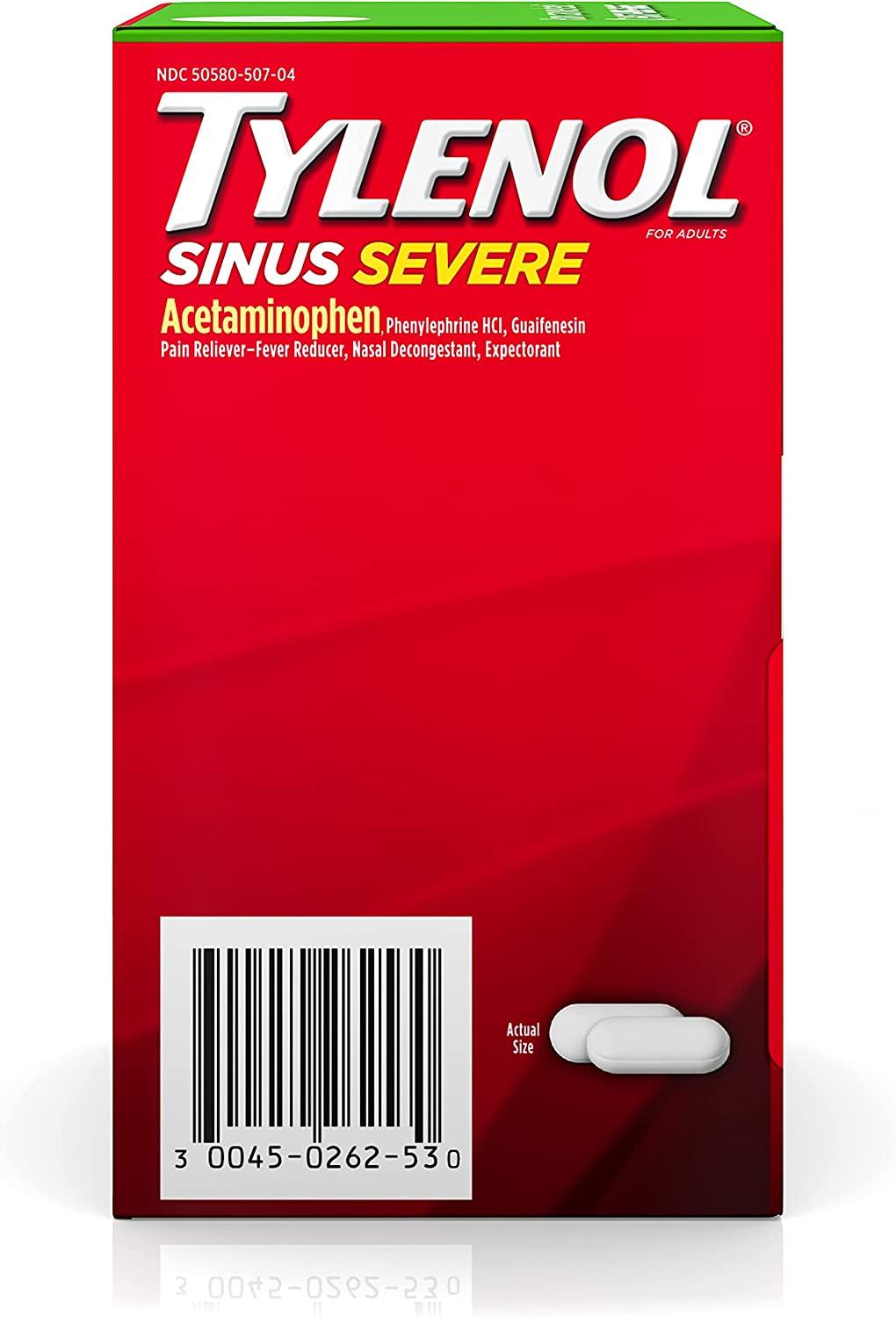 Tylenol Sinus Severe Daytime Caplets - 50 Travel Packs, 100 ct - Pain ...