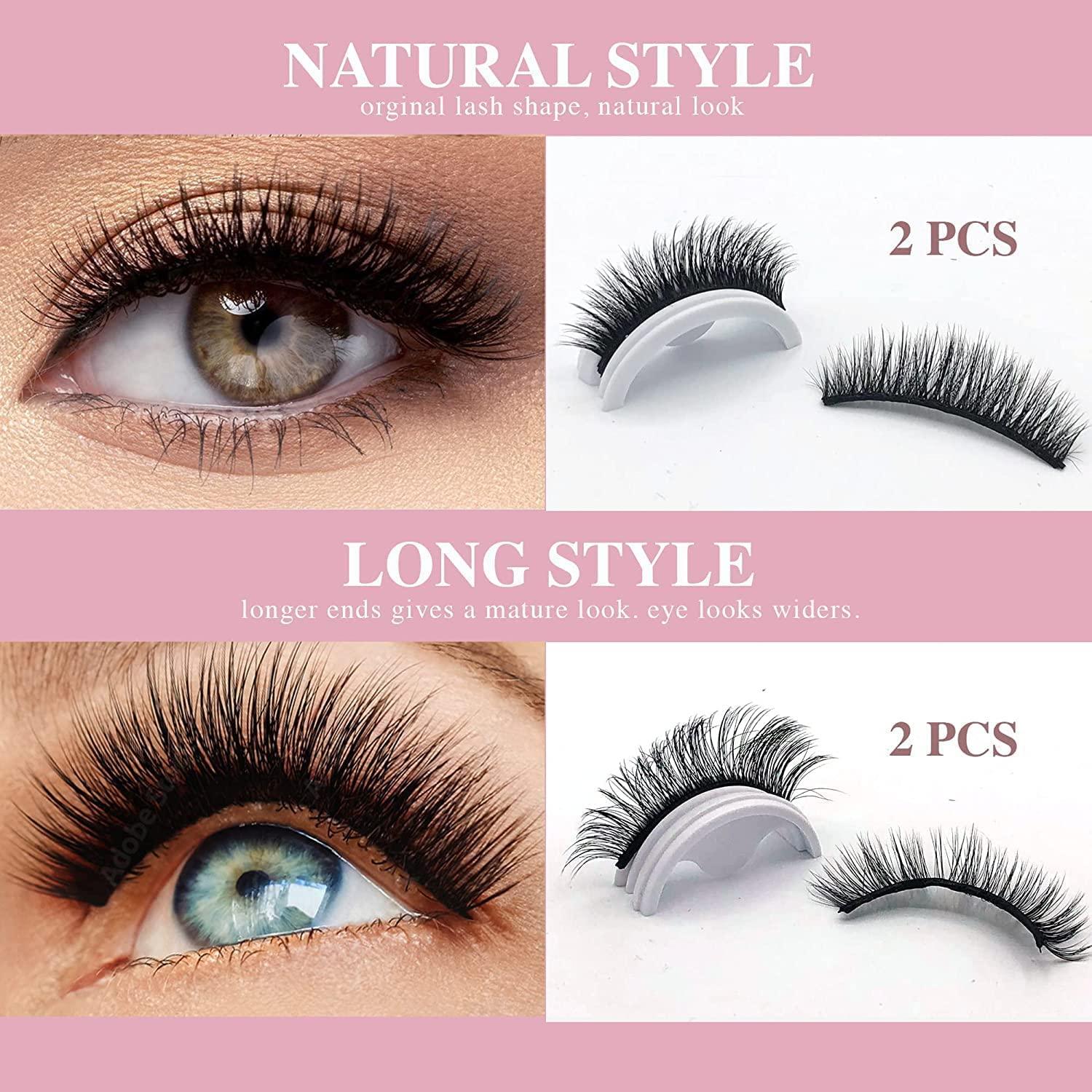 Reusable Self-Adhesive Eyelashes - Natural & Long Lasting (4 PCs, 2 ...
