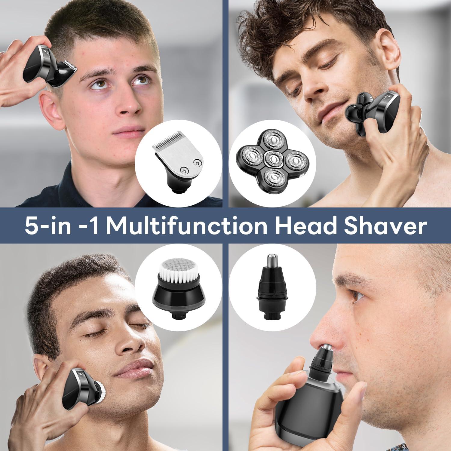 Qhot S5 Upgraded 6-in-1 Cordless Waterproof Head Shaver for Men - Best ...