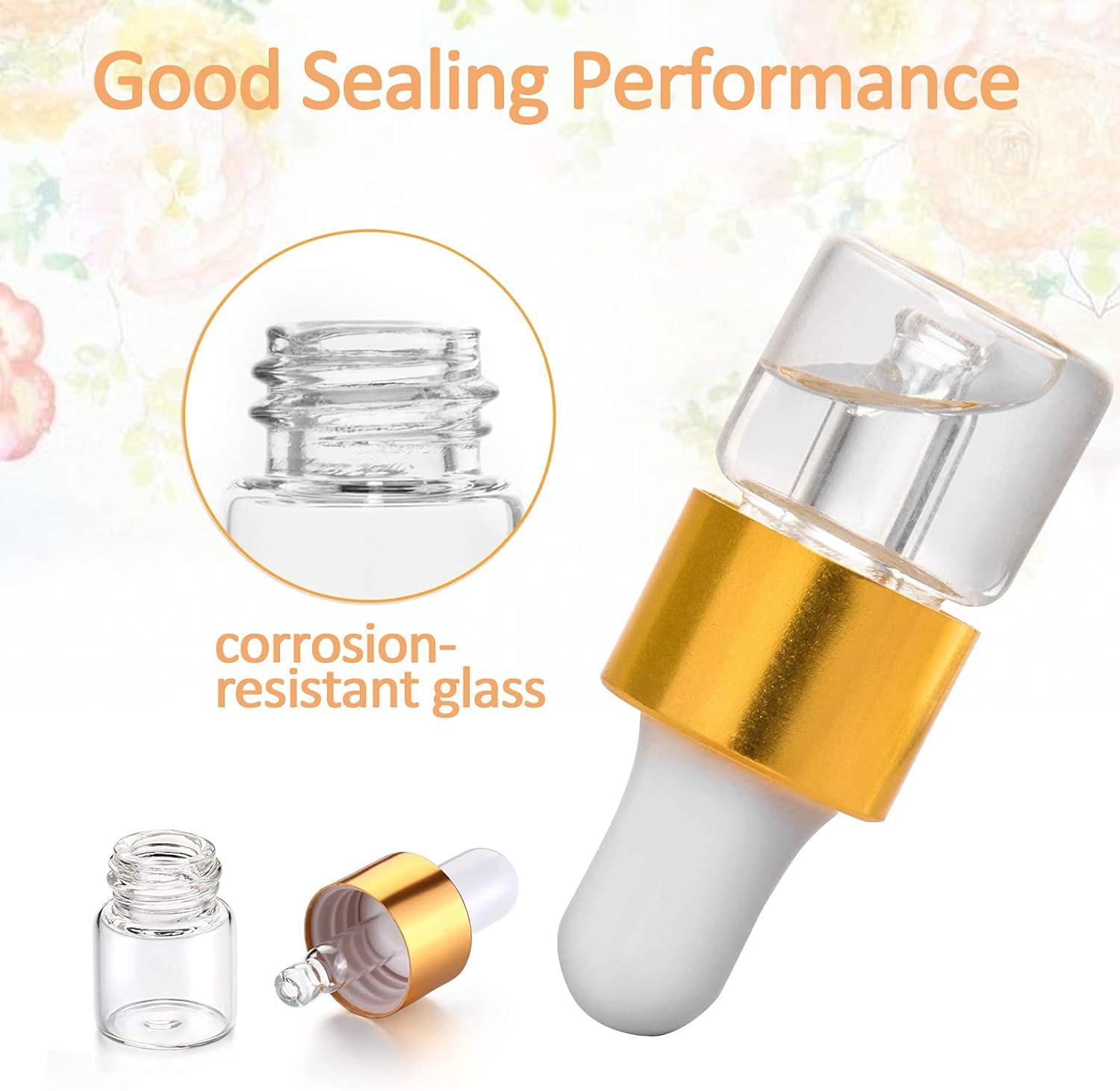 Yalbdopo 24Pcs 1Ml Frosted Glass Sample Dropper Bottles Empty Mini ...