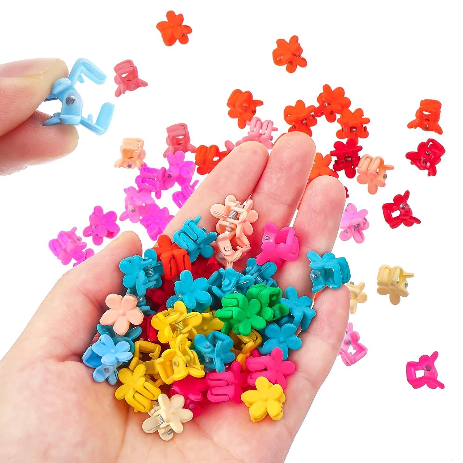 100PCS Mini Flower Hair Claw Clips for Baby Girls | Colorful Toddler ...