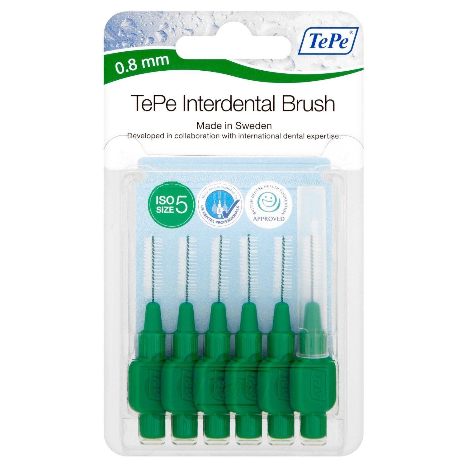 Tepe 0.8 mm Interdental Brushes - Pack of 6 Orange | Essential Dental ...