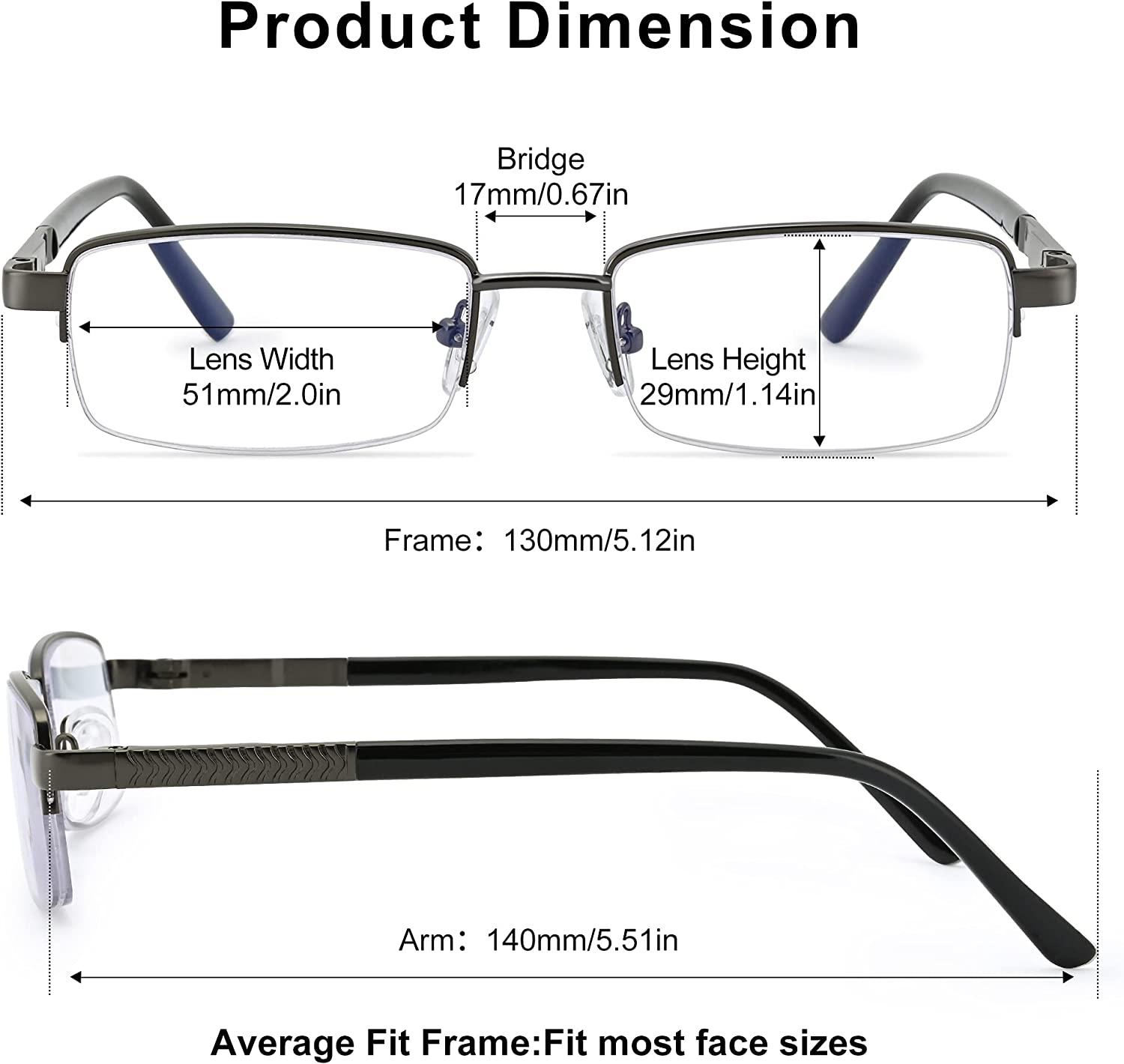 Madison Avenue 3 Pack Metal Half Frame Blue Light Blocking Reading ...