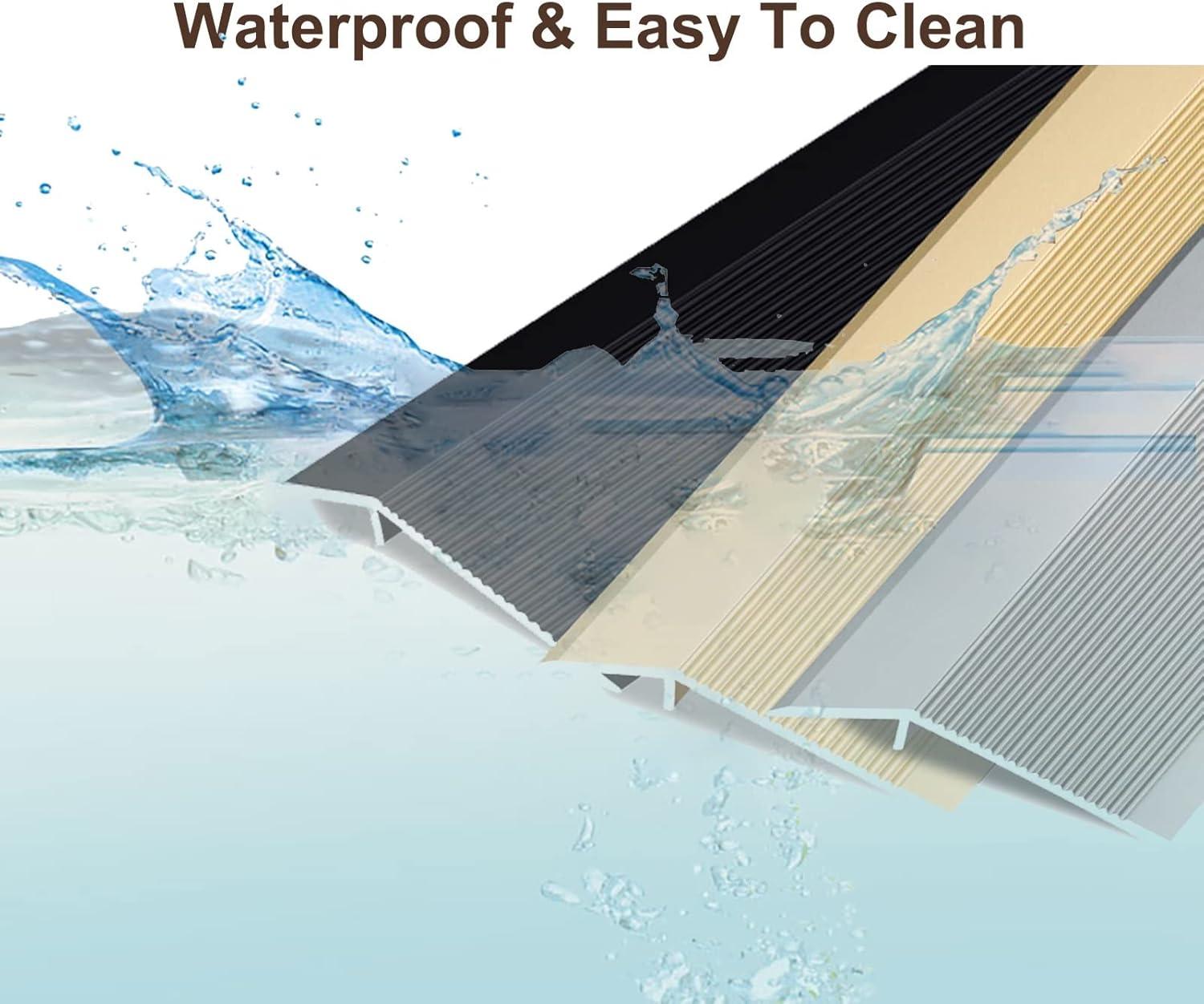 Floor Transition Strip Walkers Entry Ramp Smooth Aluminum Wood to Tile ...