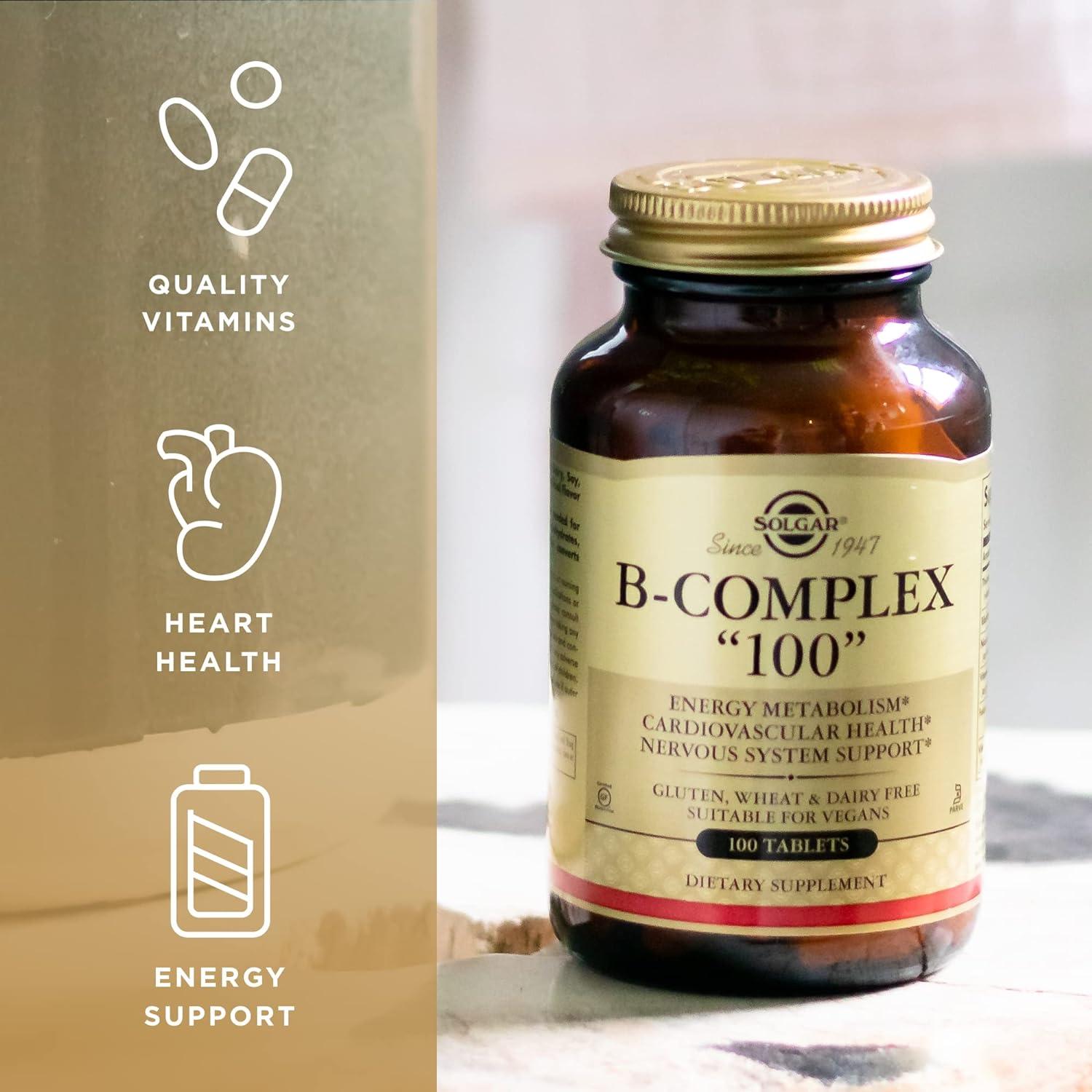 Solgar B-Complex 100 Tablets - Energy & Cardiovascular Support - Non ...
