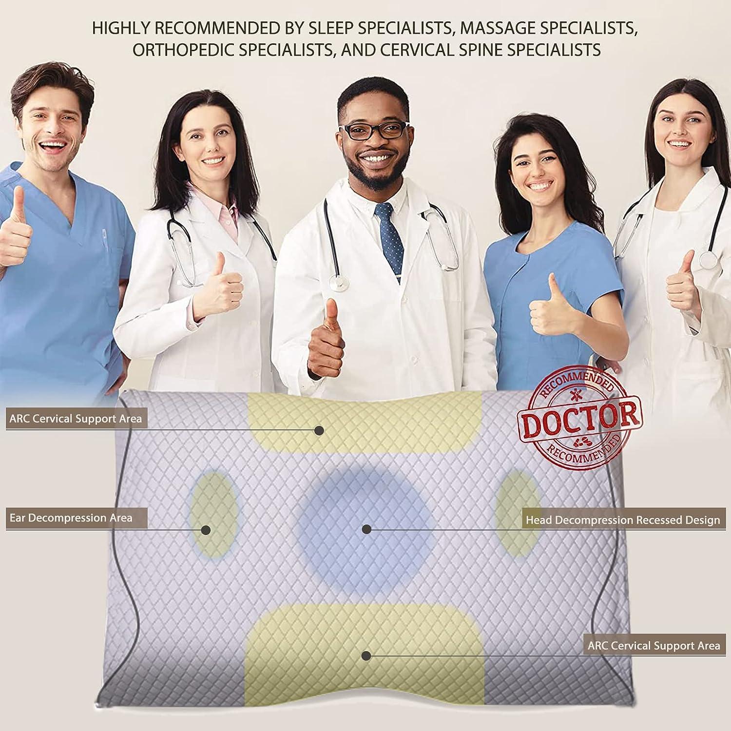Cervical Contour Memory Foam Pillow - Neck Support Chiropractic Pillow ...