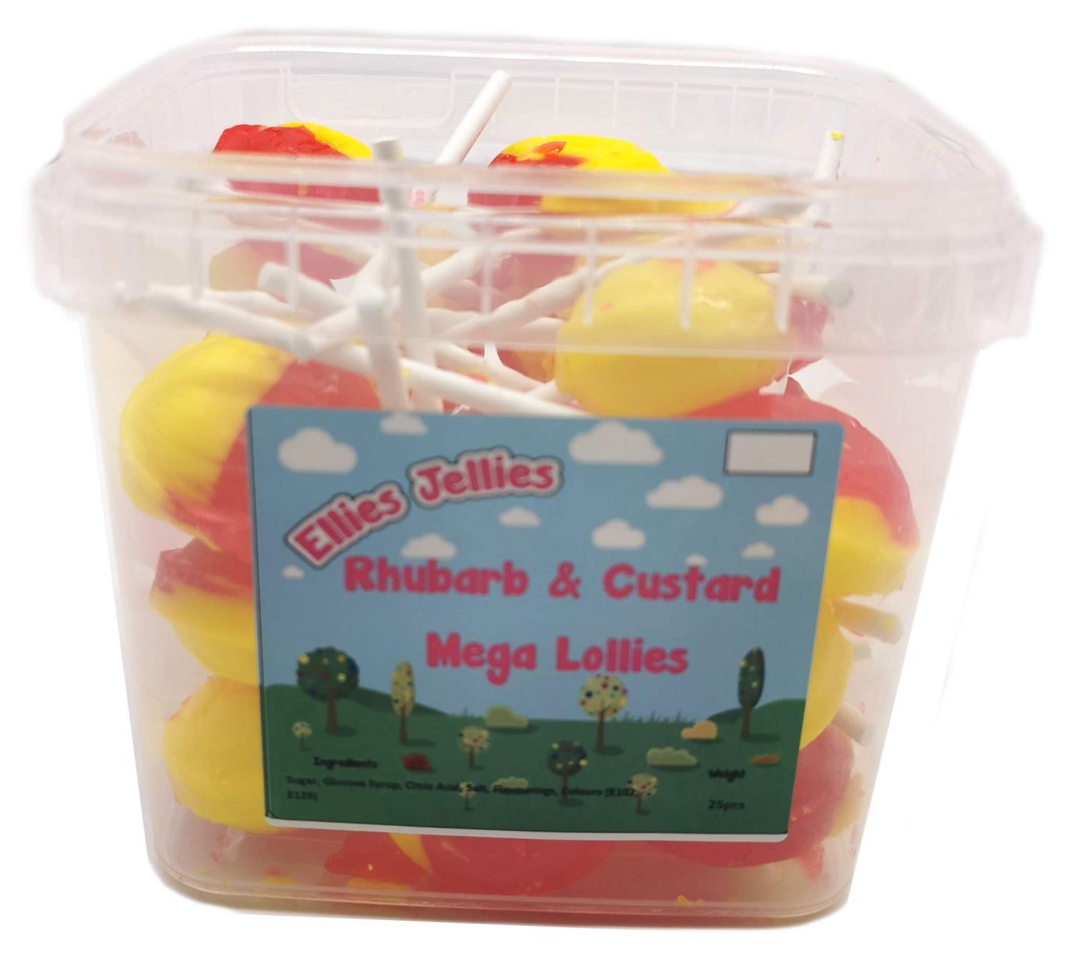 Ellies Jellies Rhubarb & Custard Mega Lollies 25pieces Square Tub ...