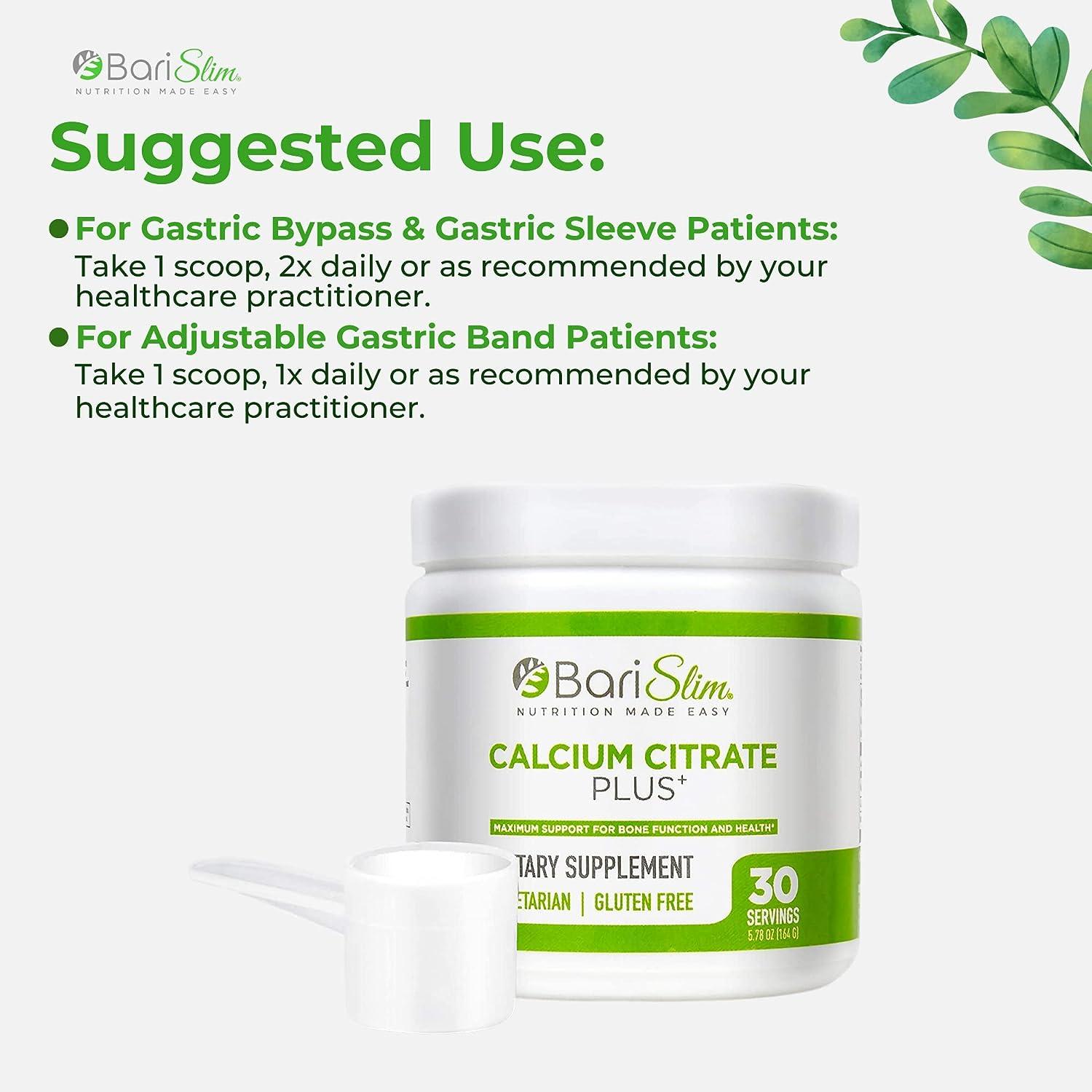 BariSlim Bariatric Calcium Citrate Plus Powder - 600 mg (30 Servings ...