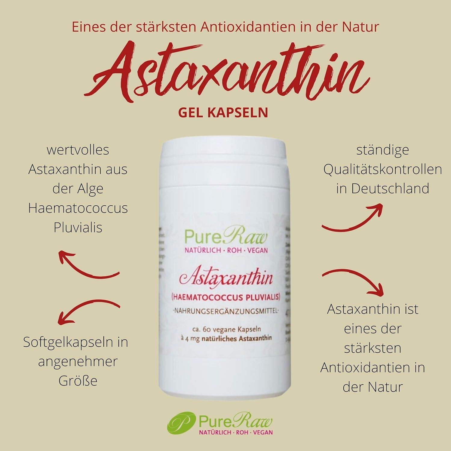 Buy Pureeraw Vegan Astaxanthin 4mg - Hawaiian Algae Oil with Vitamin E 60 Softgels - Boost ...