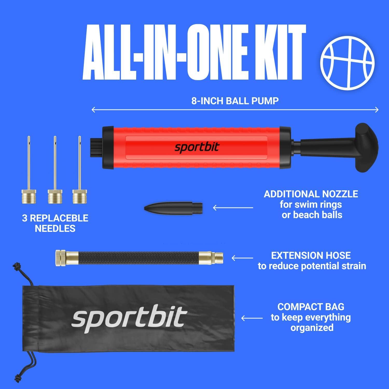 SPORTBIT Ball Pump with Needles, Nozzle, Extension Hose & Pouch - Ideal ...