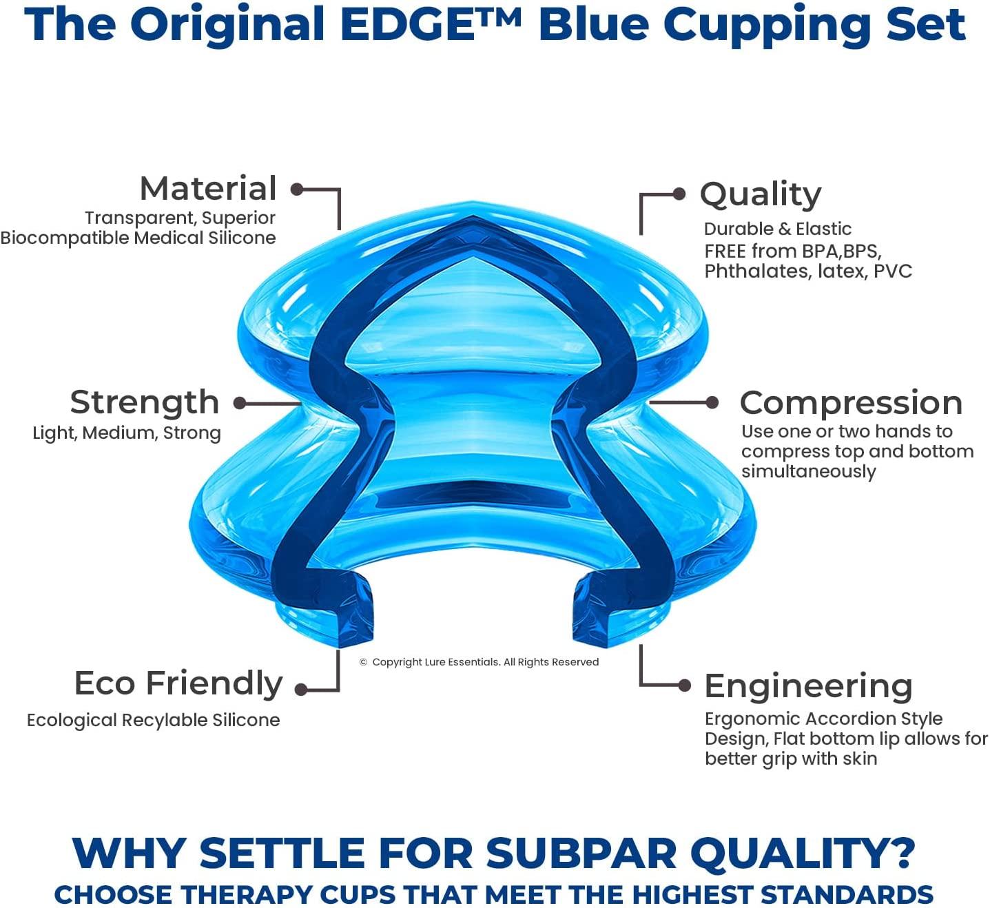 Lure Essentials Edge Cupping Set - Ultra Clear Blue Silicone Cups for ...