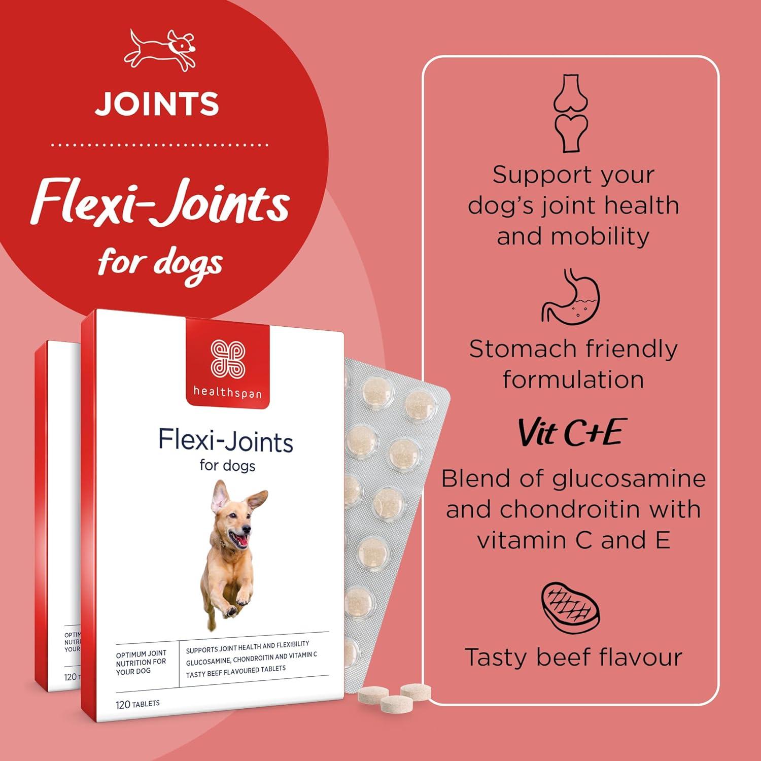 Healthspan Flexi-Joints for Dogs | High Strength Glucosamine & Chondroitin | With Vitamins C & E ...
