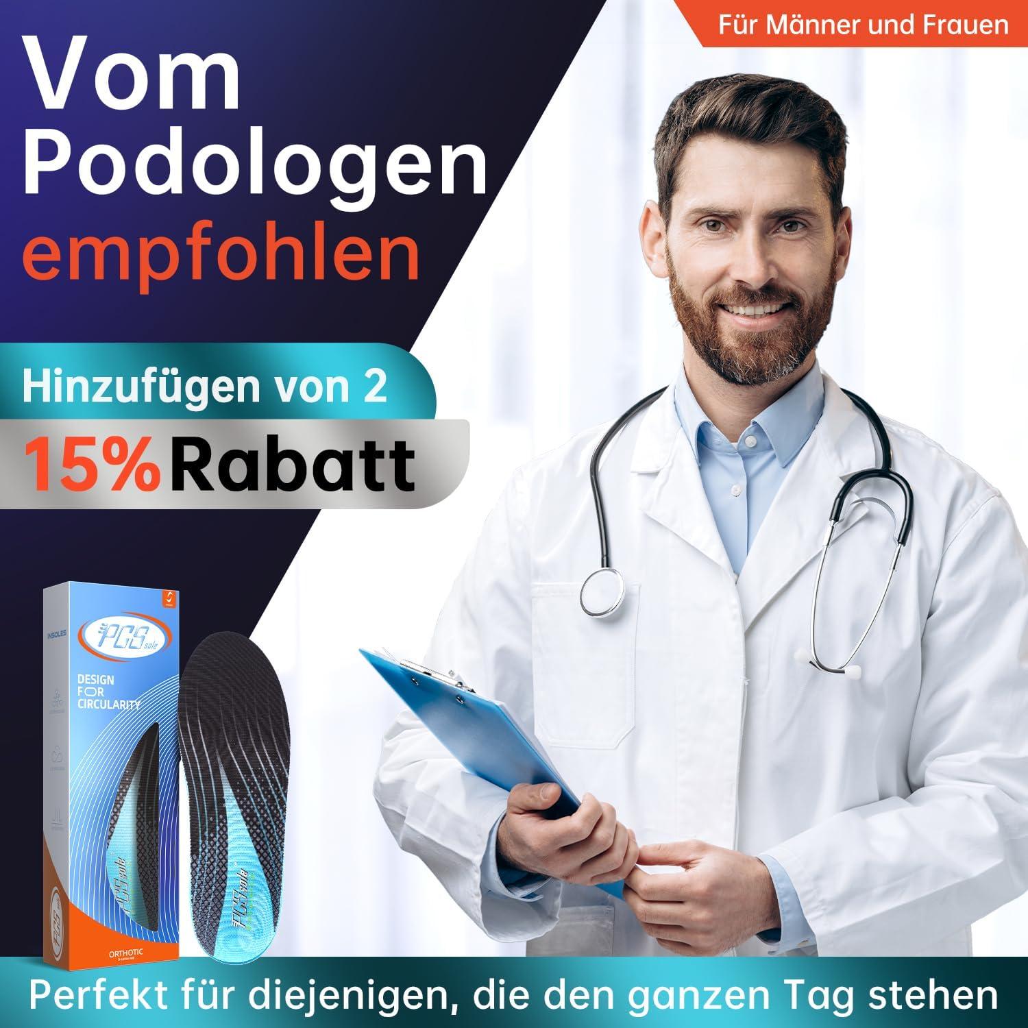 PCSSole Orthopedic Insoles for Plantar Fasciitis Flat Feet & Foot Pain ...