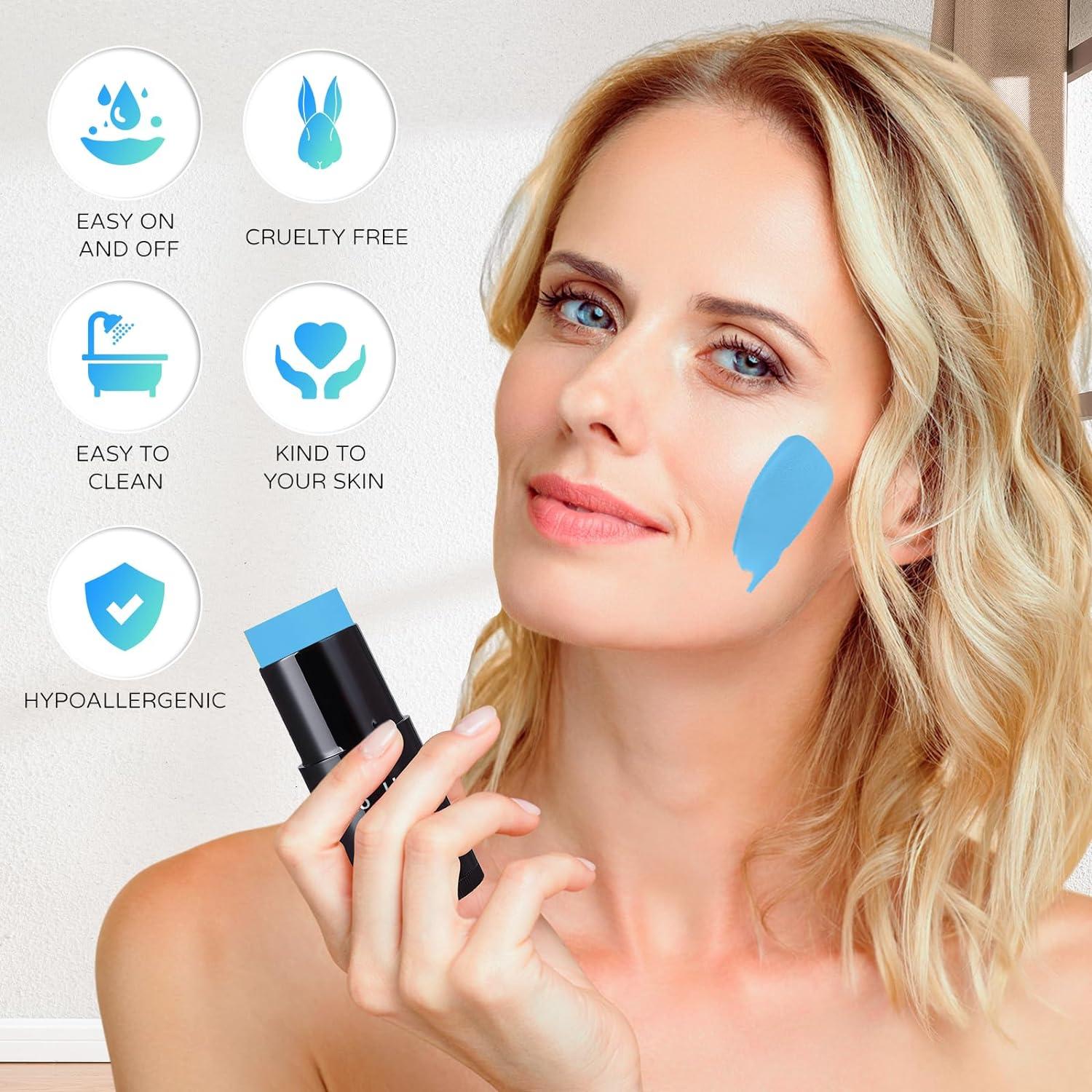 Halloween Blue Face Paint Stick 1.06 Oz | Washable Water Based Body ...