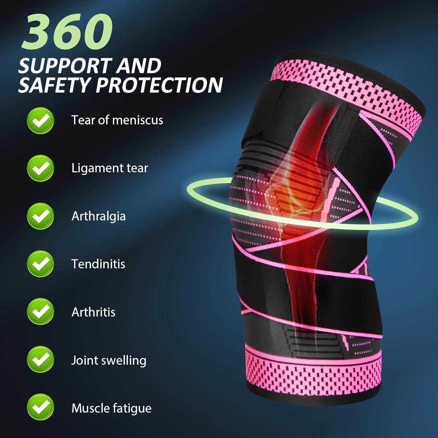 Adjustable Knee Support Brace 1 pack Compression Knee Sleeves for Men ...