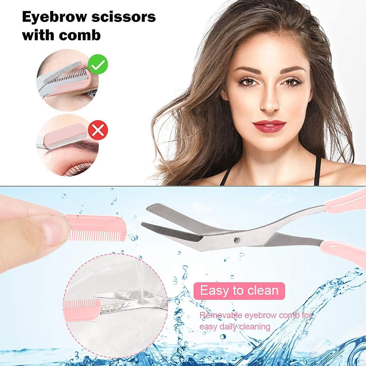 Professional Eyebrow Trimmer Set - Precision Scissors & Razor for Women ...