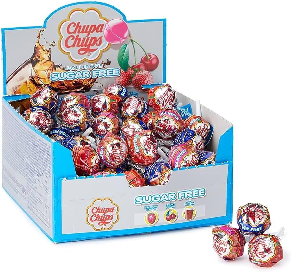 Chupa Chups Party Sweets - Sugar Free Assorted Box of Lollipops (100 ...