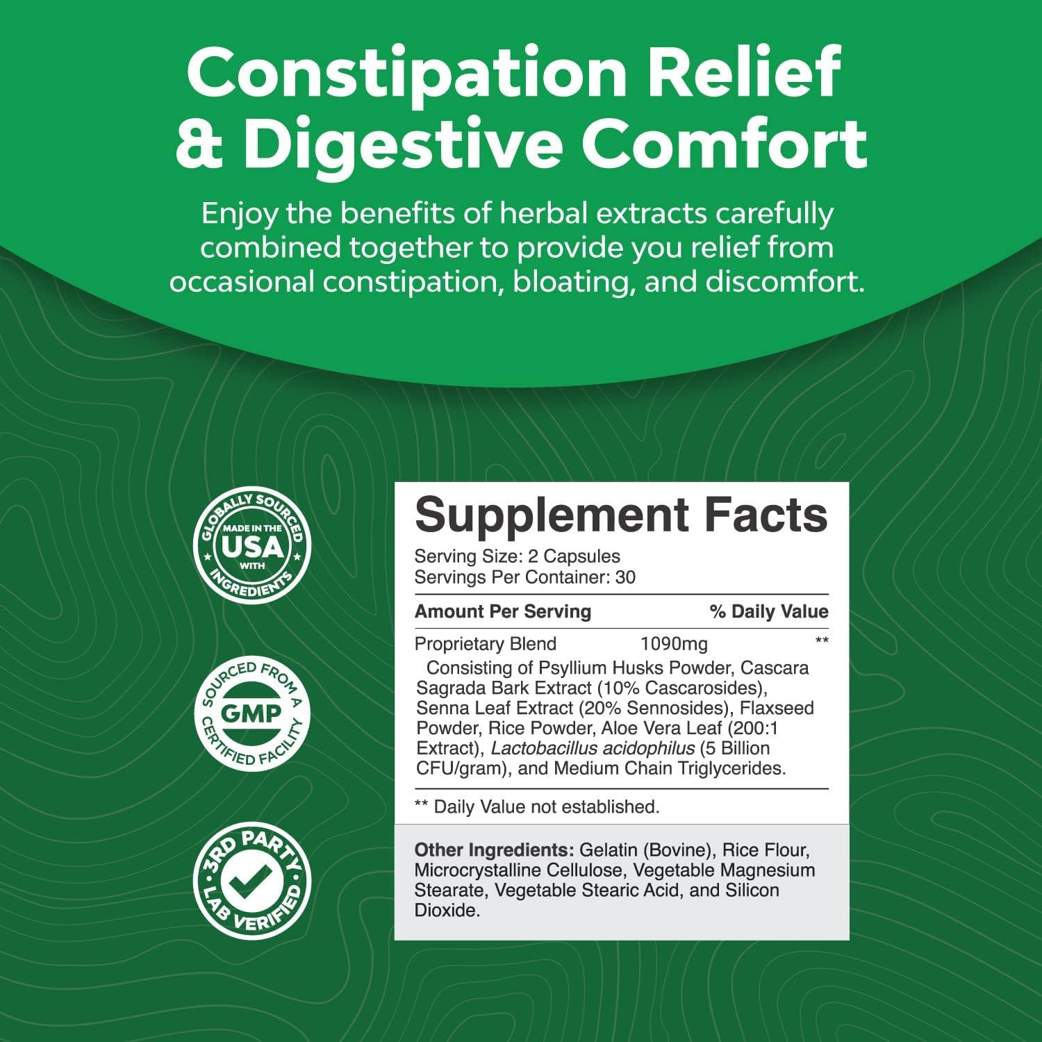 Herbal Laxative Capsules with Probiotics for Natural Colon Detox ...