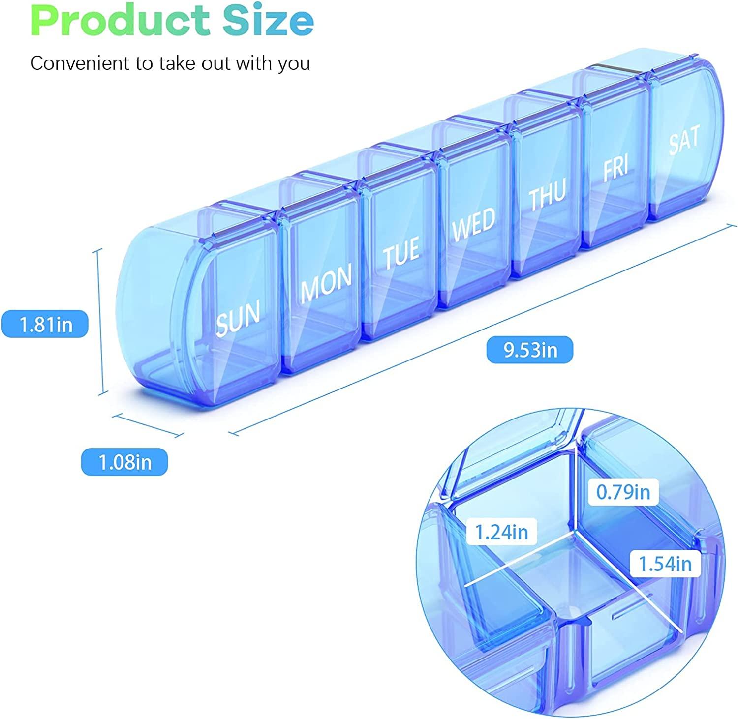 Extra Large Pill Organizer 2 Pack, XL Pill Box 7 Day, Weekly Pill Case ...