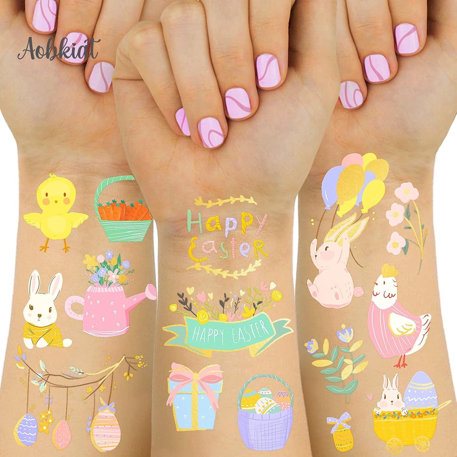 36 Glitter Styles Temporary Waterproof Flower Tattoos for Birthday ...